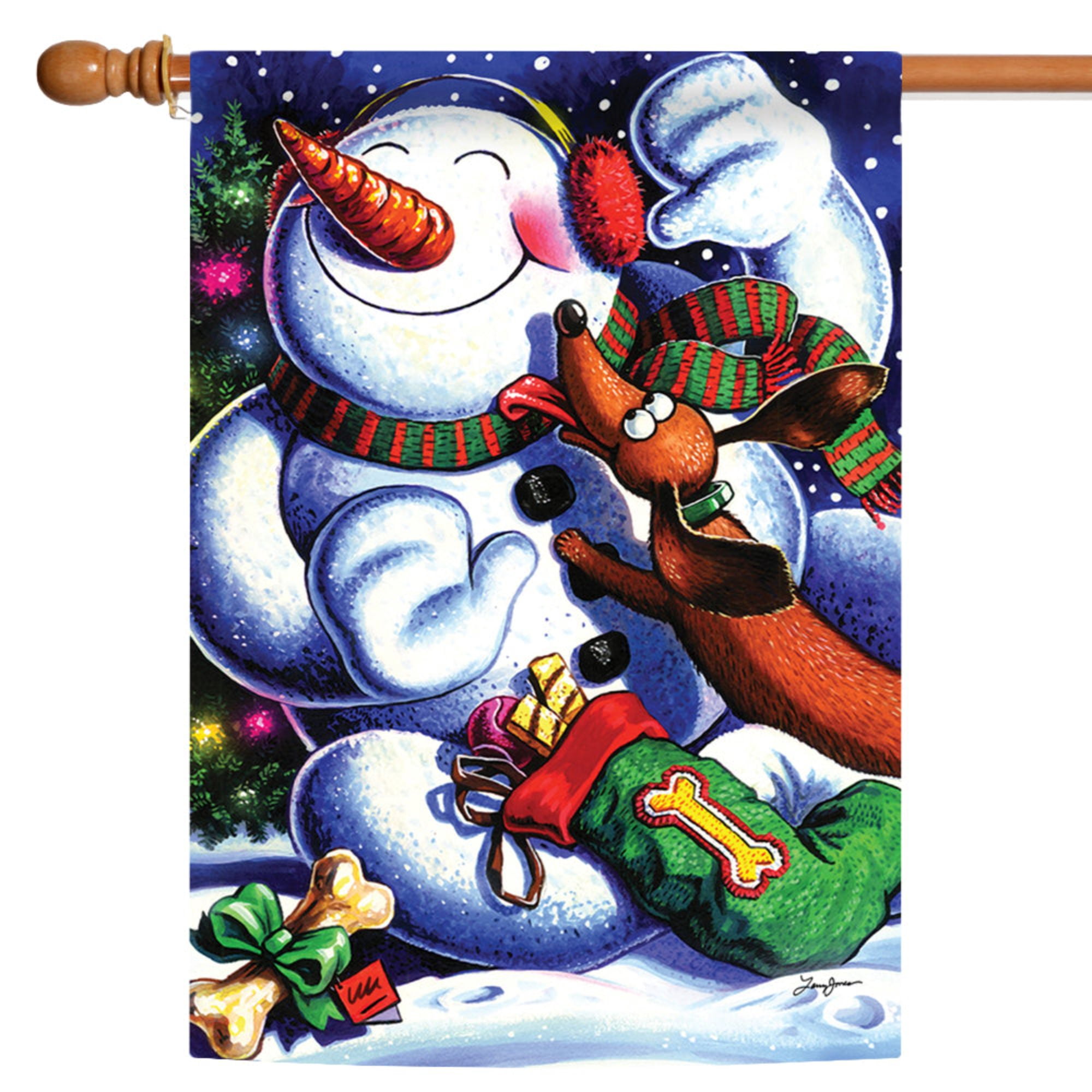 Toland Home Garden Snowman's Best Friend Snowman Winter Flag Double ...