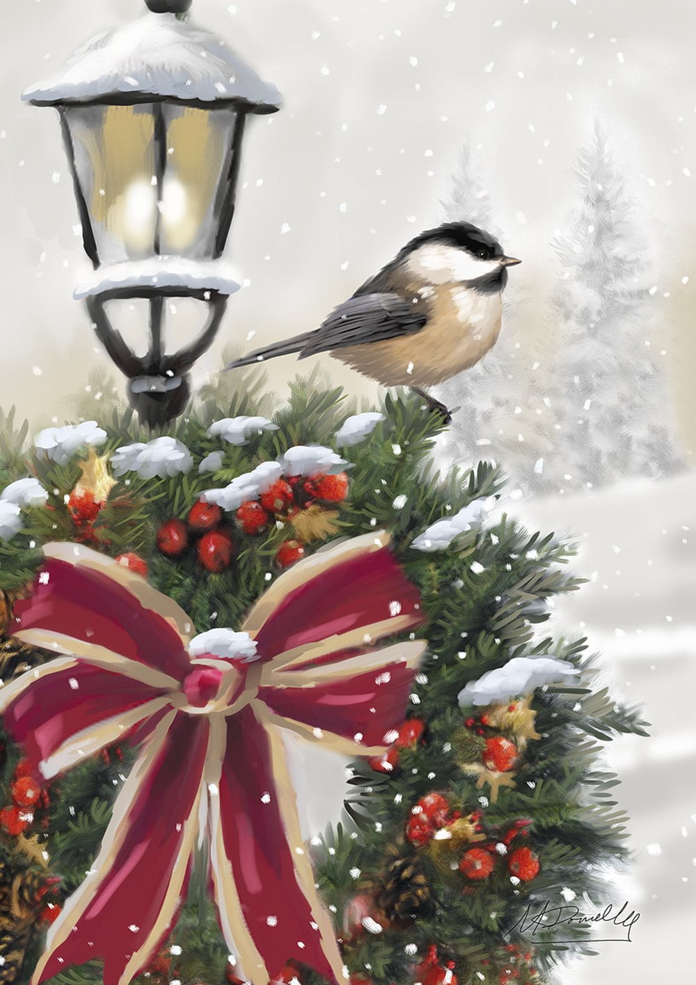 Toland Home Garden Small Holiday Xmas House Outdoor Snowy Wreath Winter ...