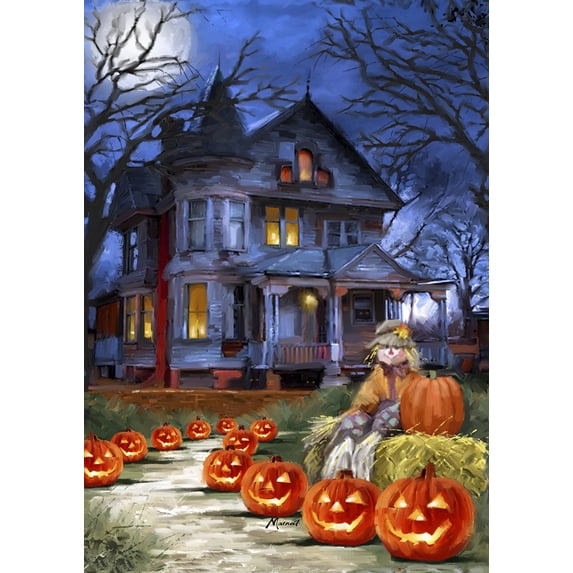 Toland Home Garden Spooky Manor Fall Halloween Flag Double Sided 28x40 ...