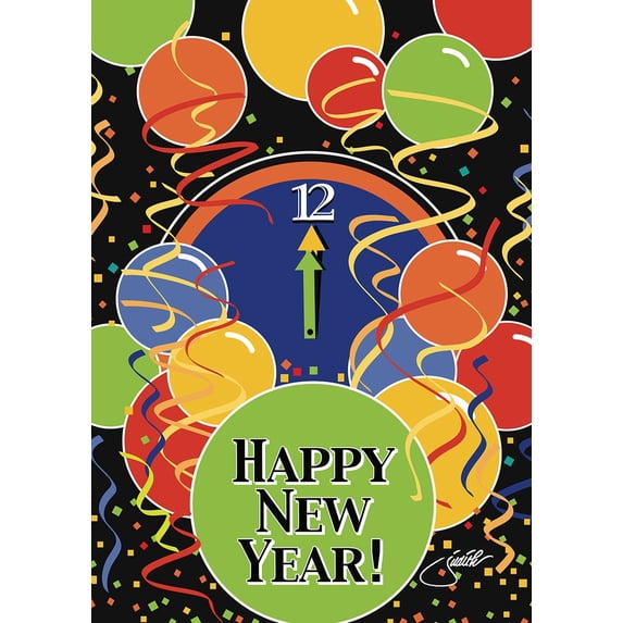 Toland Home Garden Stroke of Midnight Party New Year Flag Double Sided ...