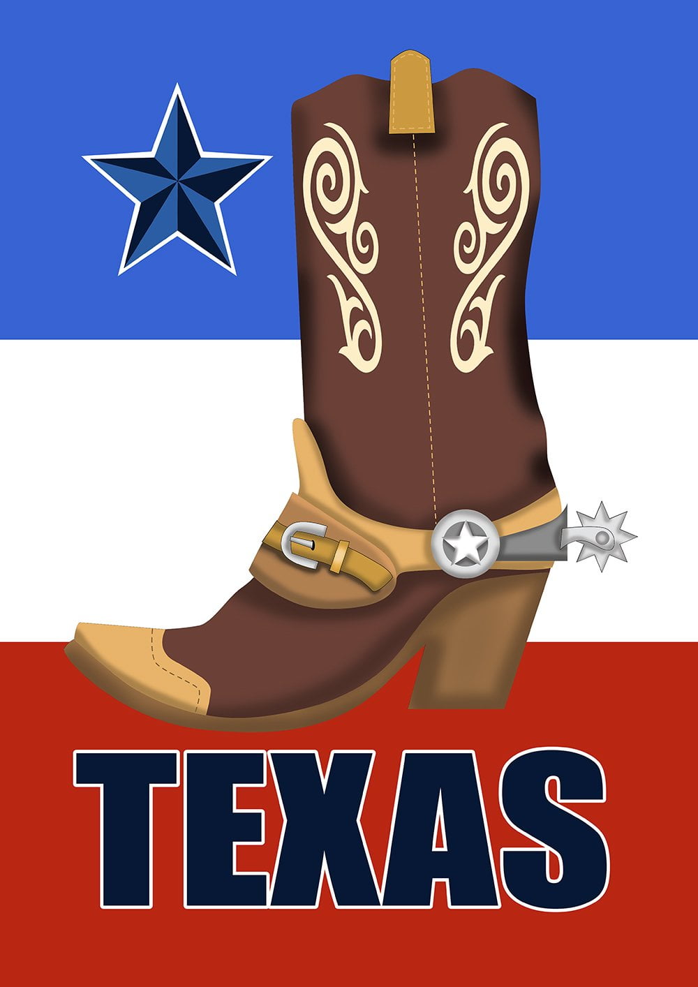 Toland Home Garden Texas Cowboy Boot Texas Flag Double Sided 28x40 Inch ...