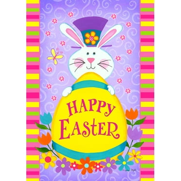 Toland Home Garden Easter Bunny Topiary Spring Easter Flag Double Sided ...
