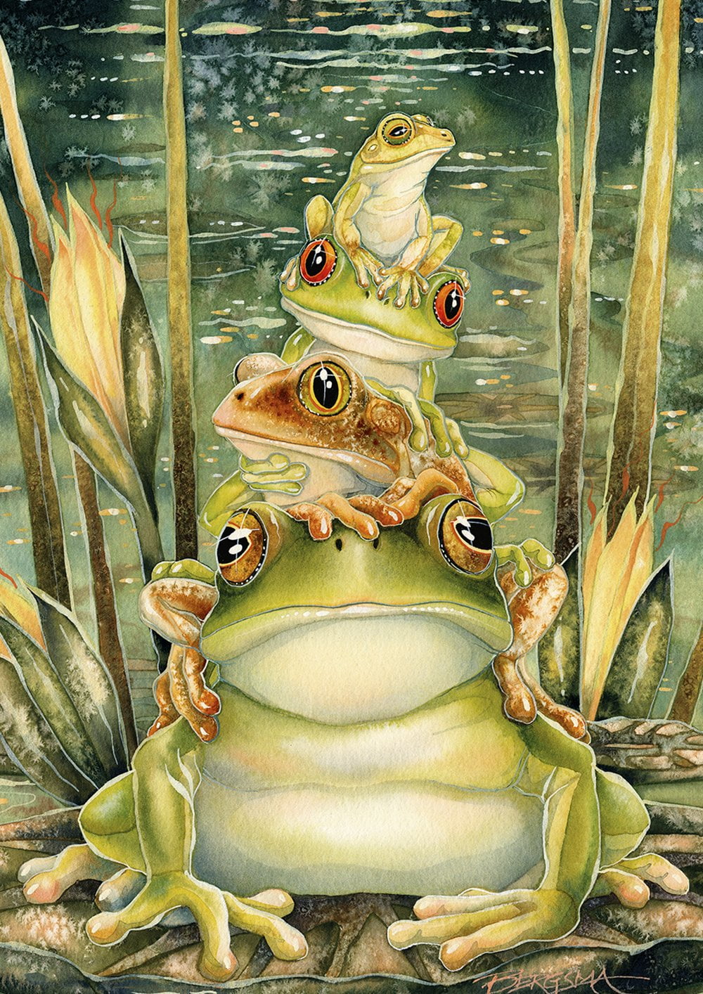 Toland Home Garden Tower of Frogs Pond Frog Flag Double Sided 12x18 ...
