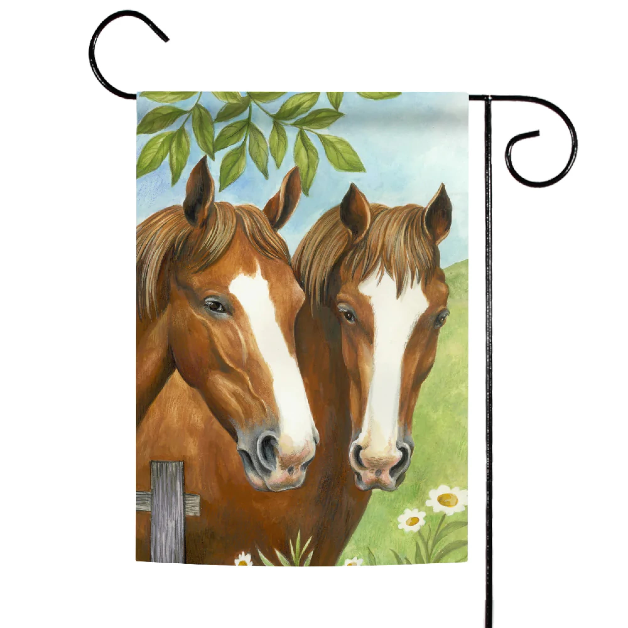 Toland Home Garden Twin Horses Spring Flag Double Sided 12x18 Inch ...