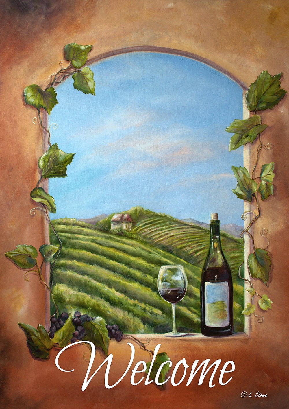 Toland Home Garden Vineyard View Welcome Wine Welcome Flag Double Sided ...