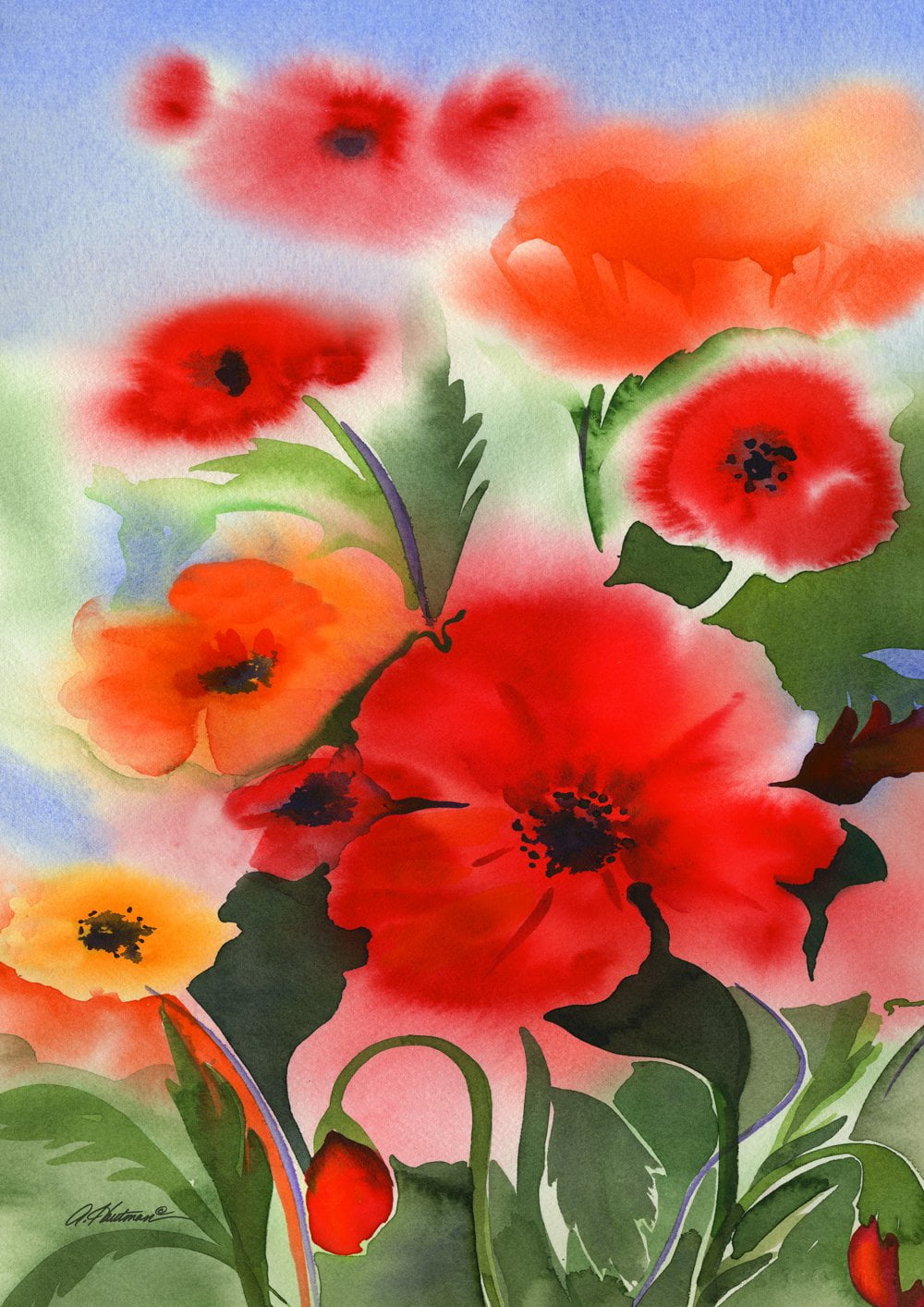 Toland Home Garden Watercolor Poppies Flower Flag Double Sided 28x40 ...