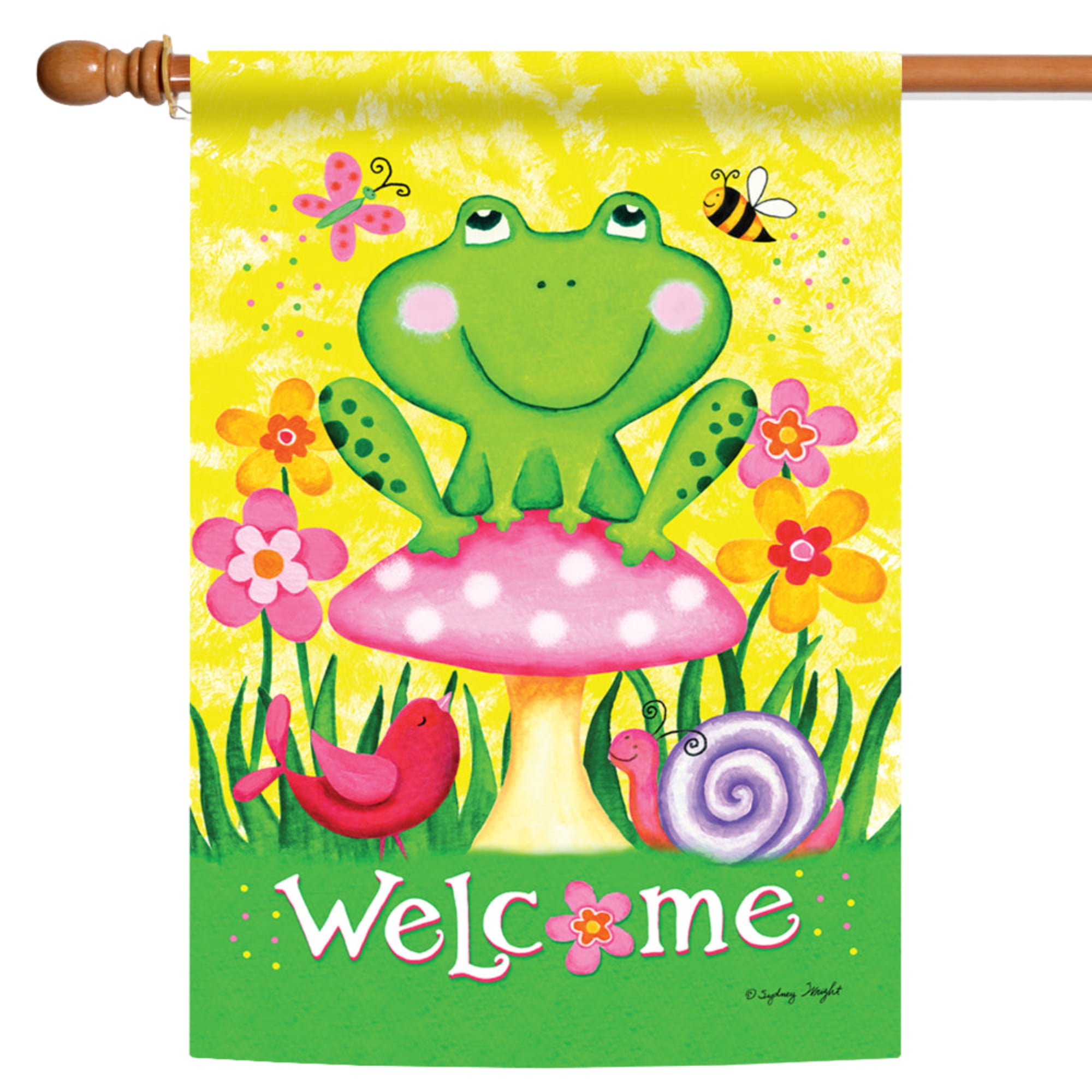 Toland Home Garden Welcome Froggie And Friends Welcome Frog Flag Double ...