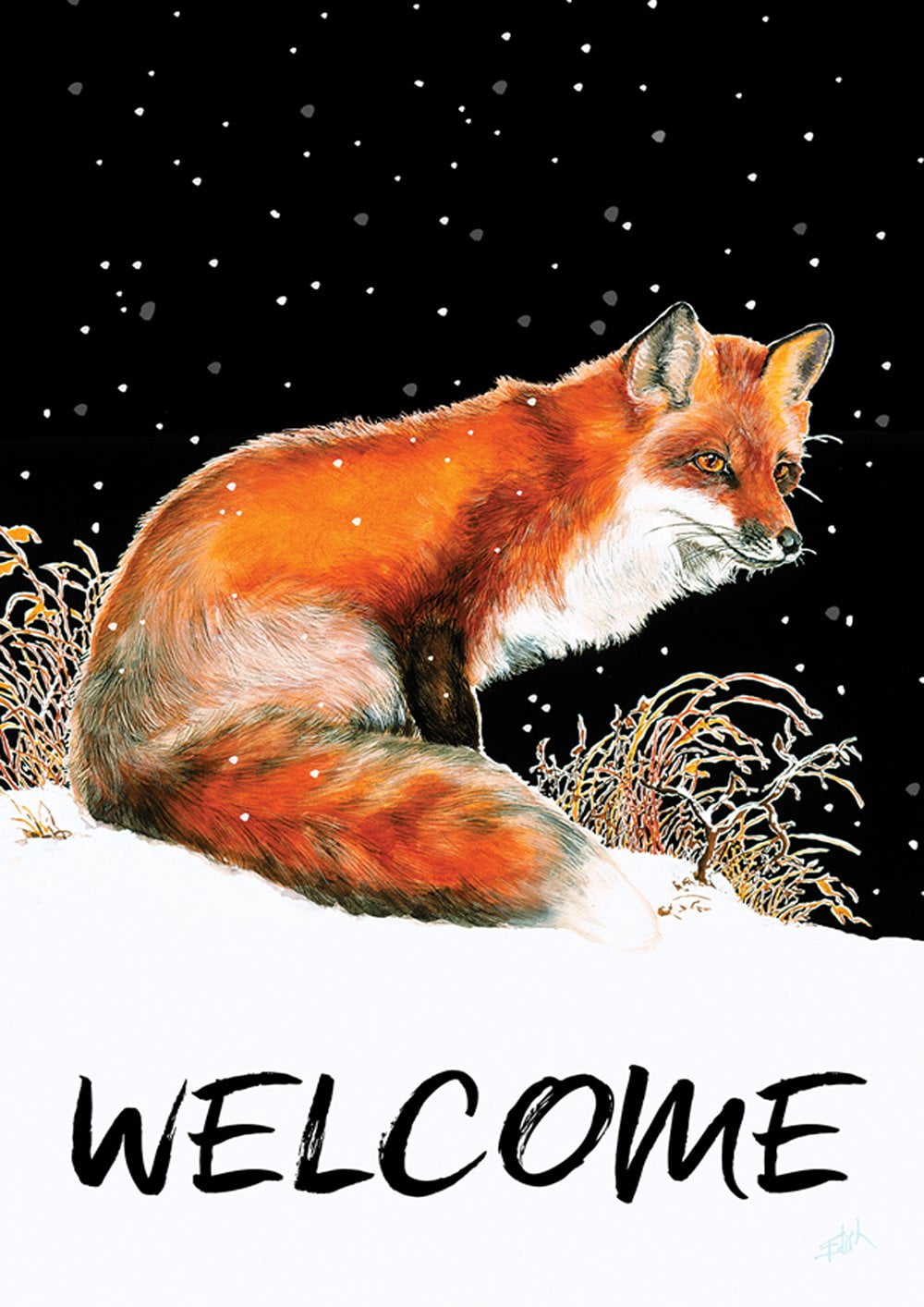 Toland Home Garden Winter Welcome Fox Fox Flag Double Sided 28x40 Inch ...