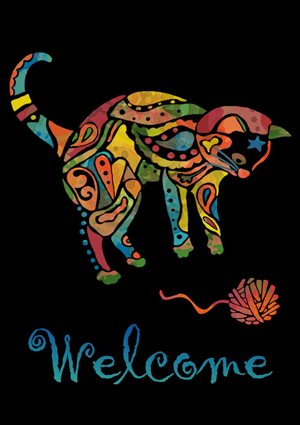 Toland Home Garden Yarn Cat Welcome Cat Flag Double Sided 28x40 Inch ...
