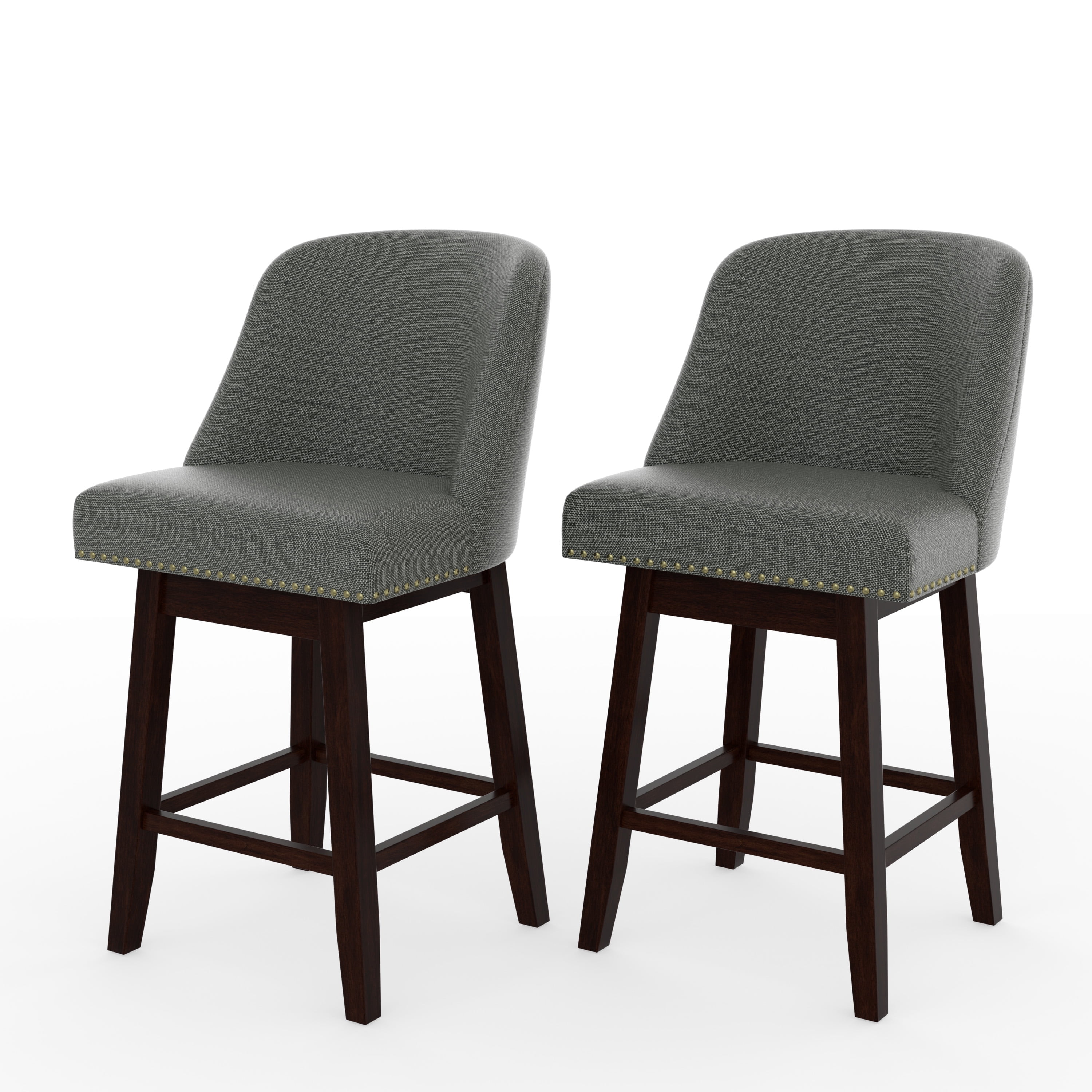 Tolead 26"Upholstered Swivel Bar Stools with Wood Legs, Bar Chairs for ...