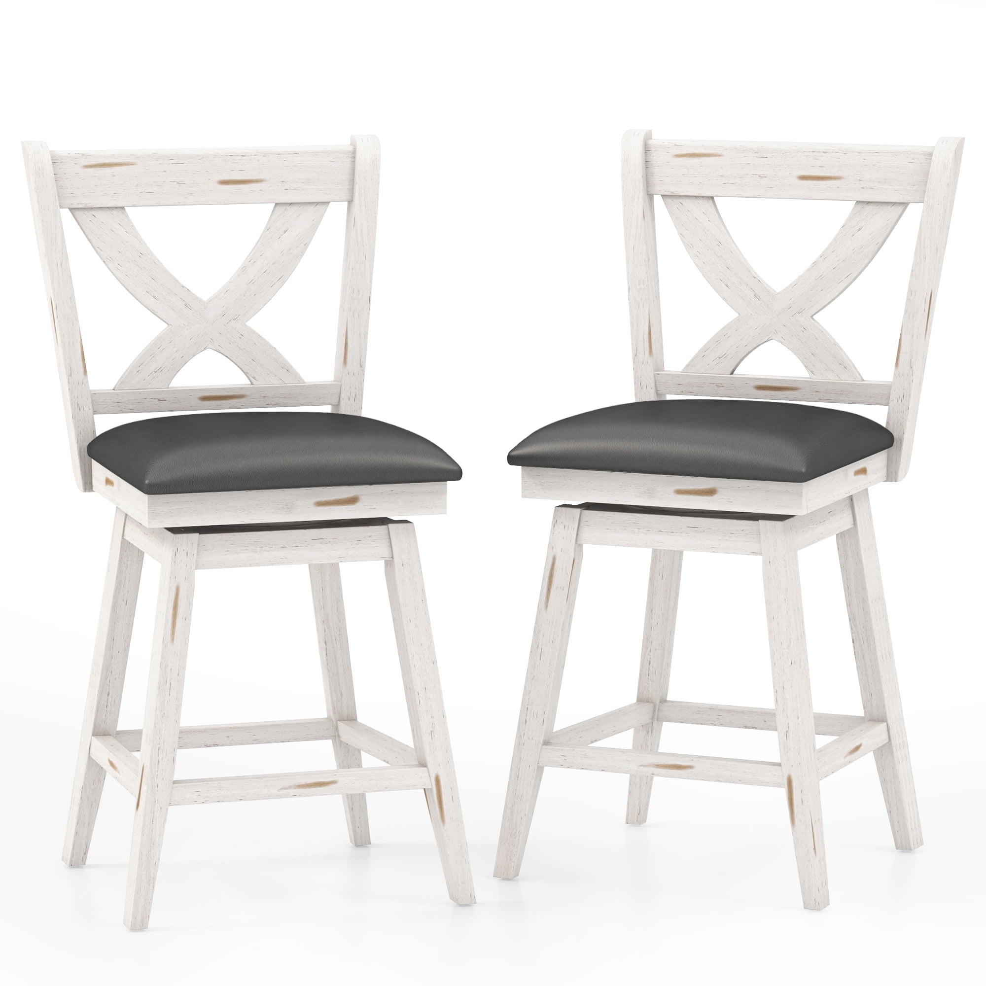 Tolead 2Pcs 24" X-Back Bar Stools with Swivel and 360 Degree Swivel ...