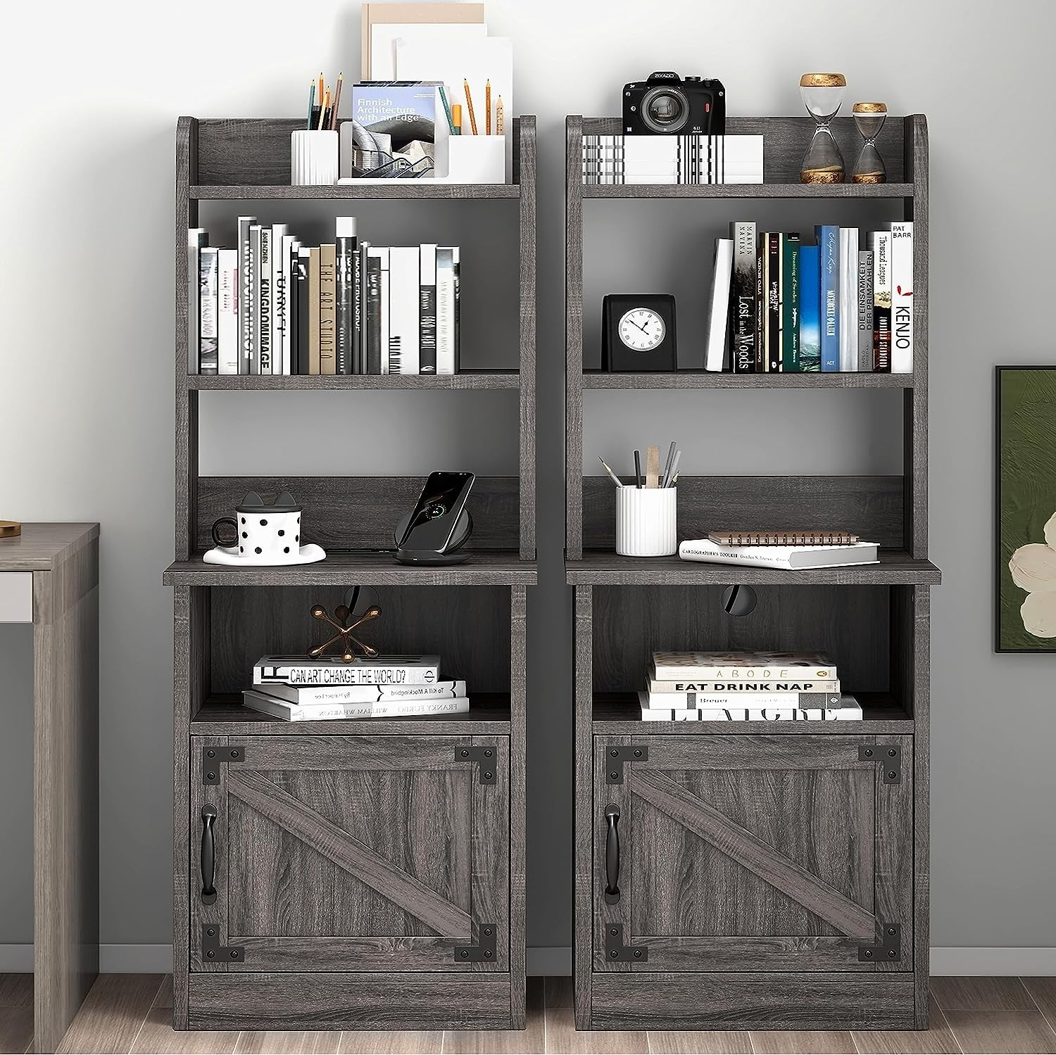 "Tolead 2pcs Extra Tall 47"" Nightstand with Open Shelf, Bookshelf and ...