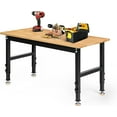 Tolead 48" Heavy-Duty Adjustable Workbench, Rubber Wood Shop Table ...