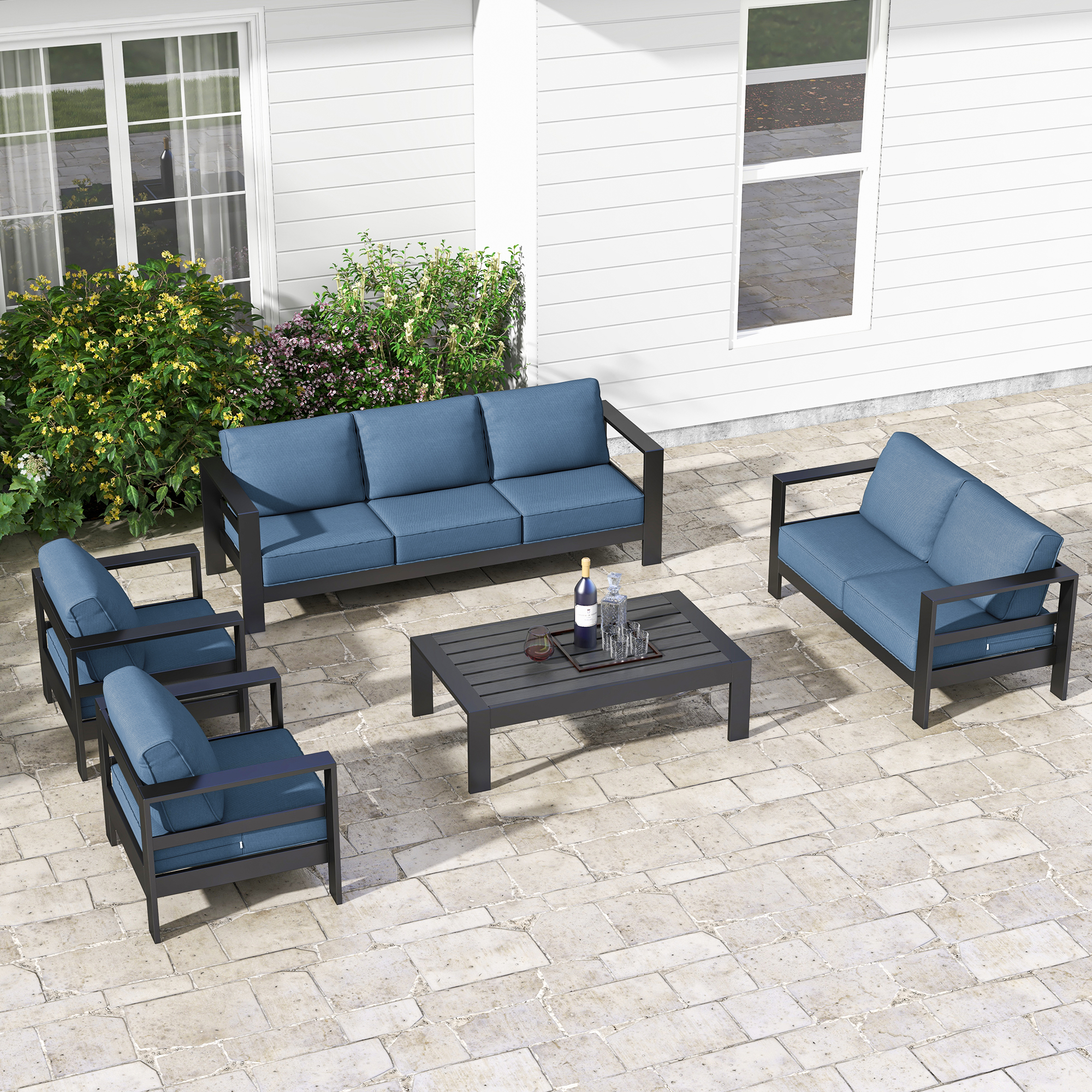 Tolead 5 Piece Outdoor Aluminum Patio Furniture Set with Cushions ...