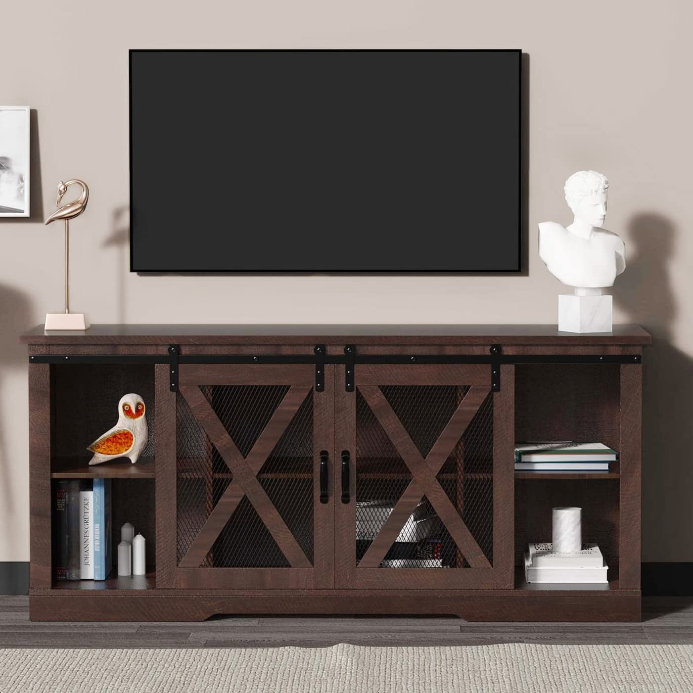 "Tolead Farmhouse Entertainment Center Console, 58"" TV Stand with ...