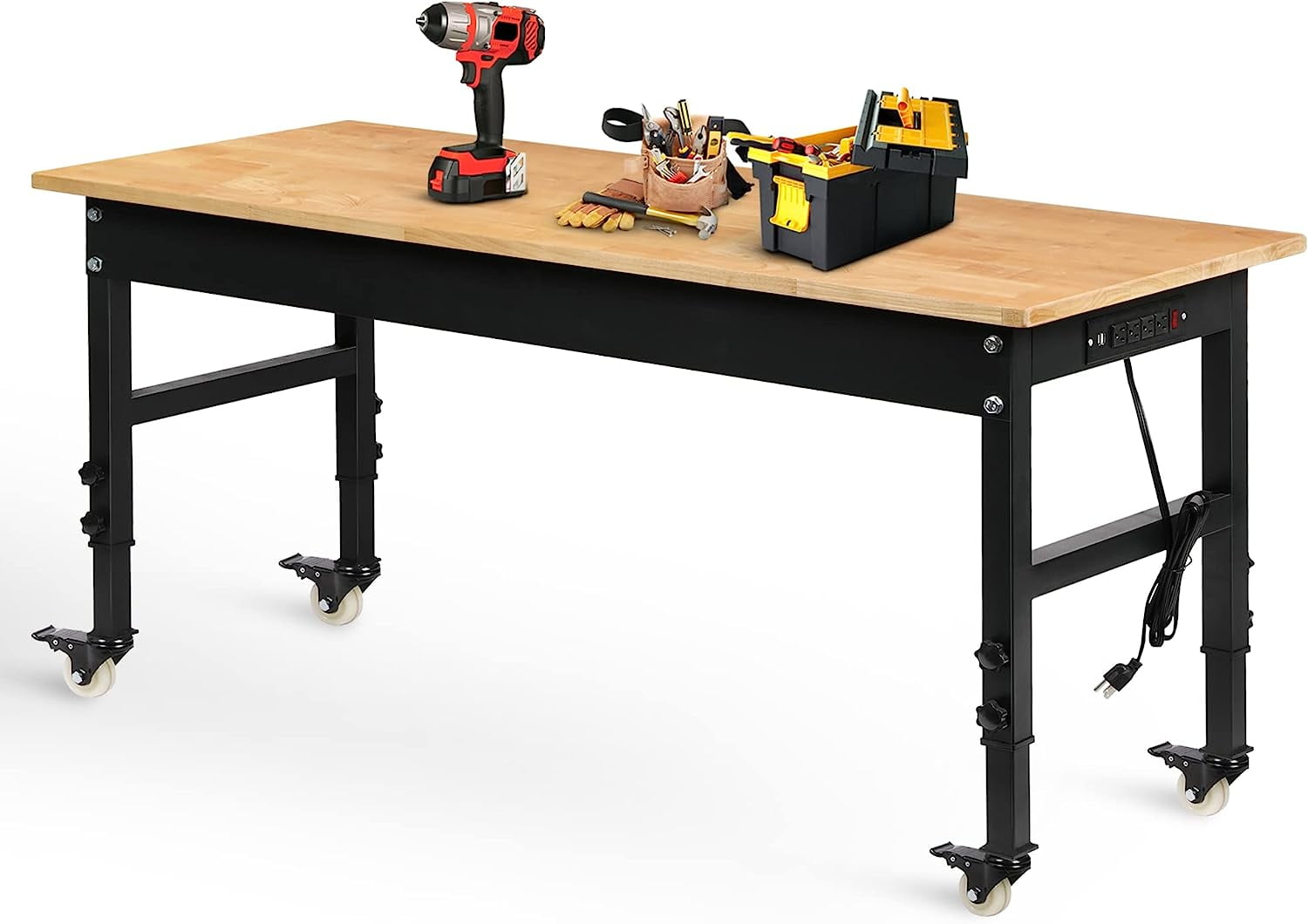 Mobile Workbench with Power Apron, ESD Safety Edge, 72"W x 30"D, Blue ...