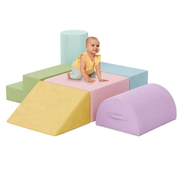 Kids Climb and Crawl Activity Playset 6 in 1, Safe Soft Foam Block to ...