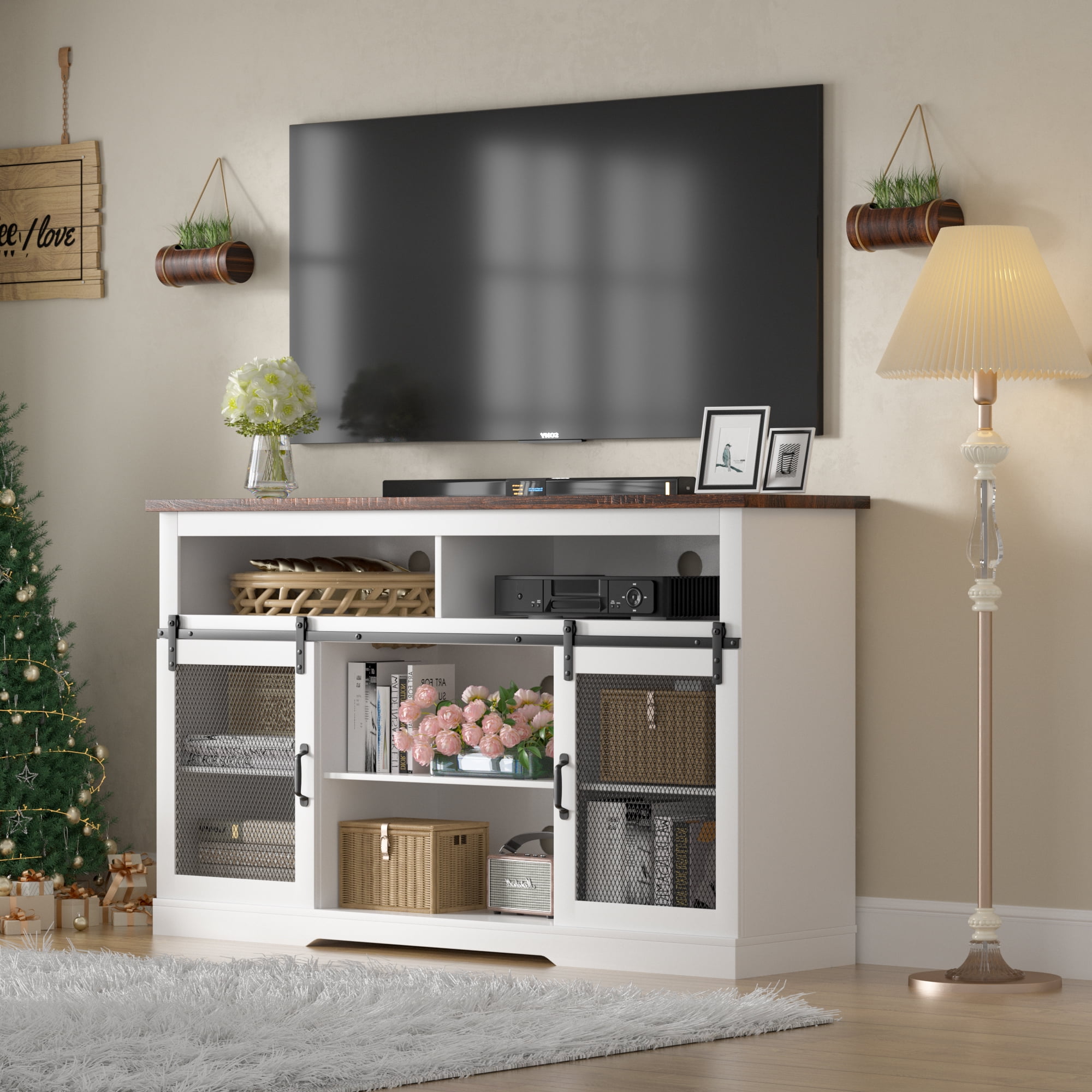 "Tolead Large Farmhouse Style TV Stand for 65""+ TVs, Sturdy ...