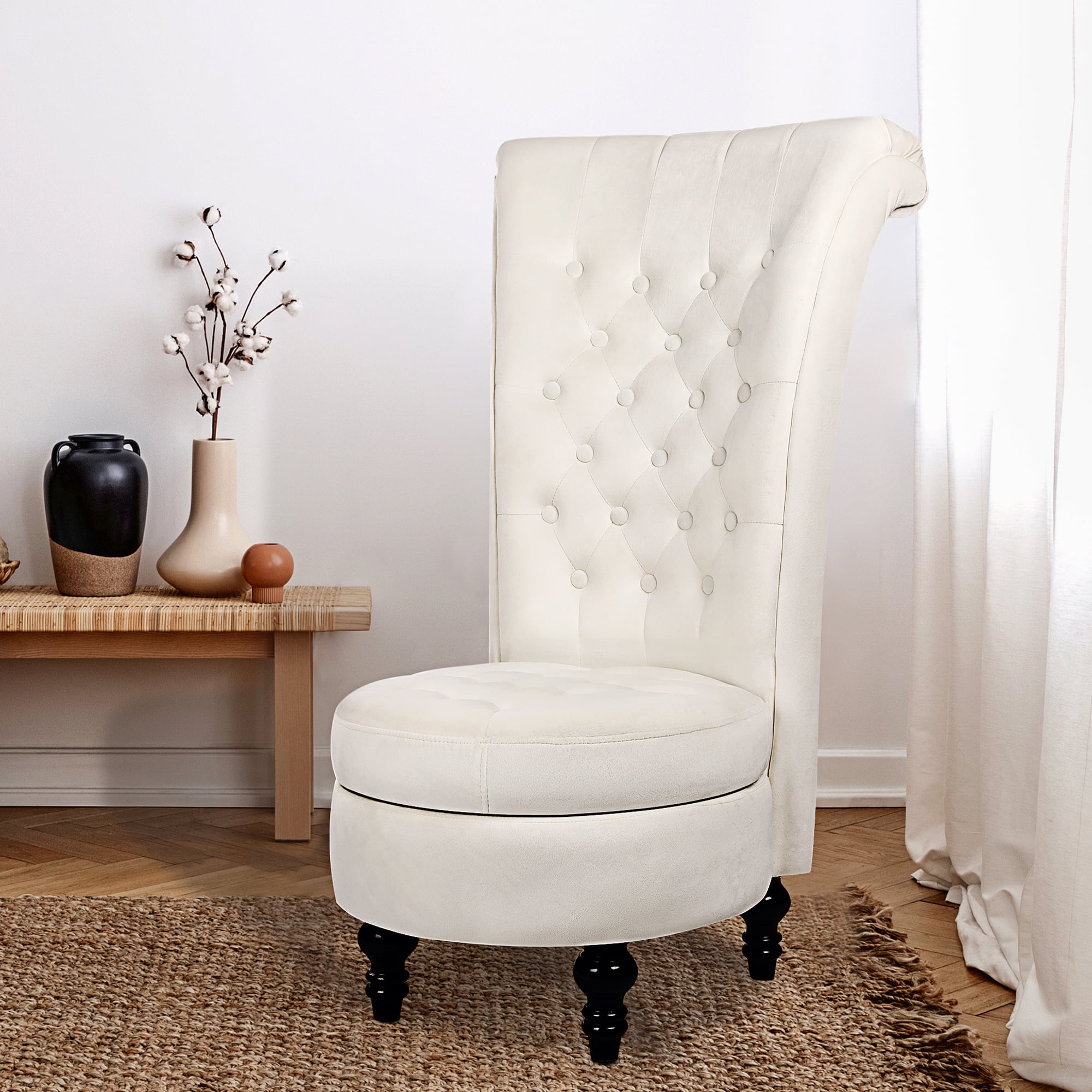 Tolead Plush Bedroom Chair, Royal Velvet High Back, Armless, Luxury ...