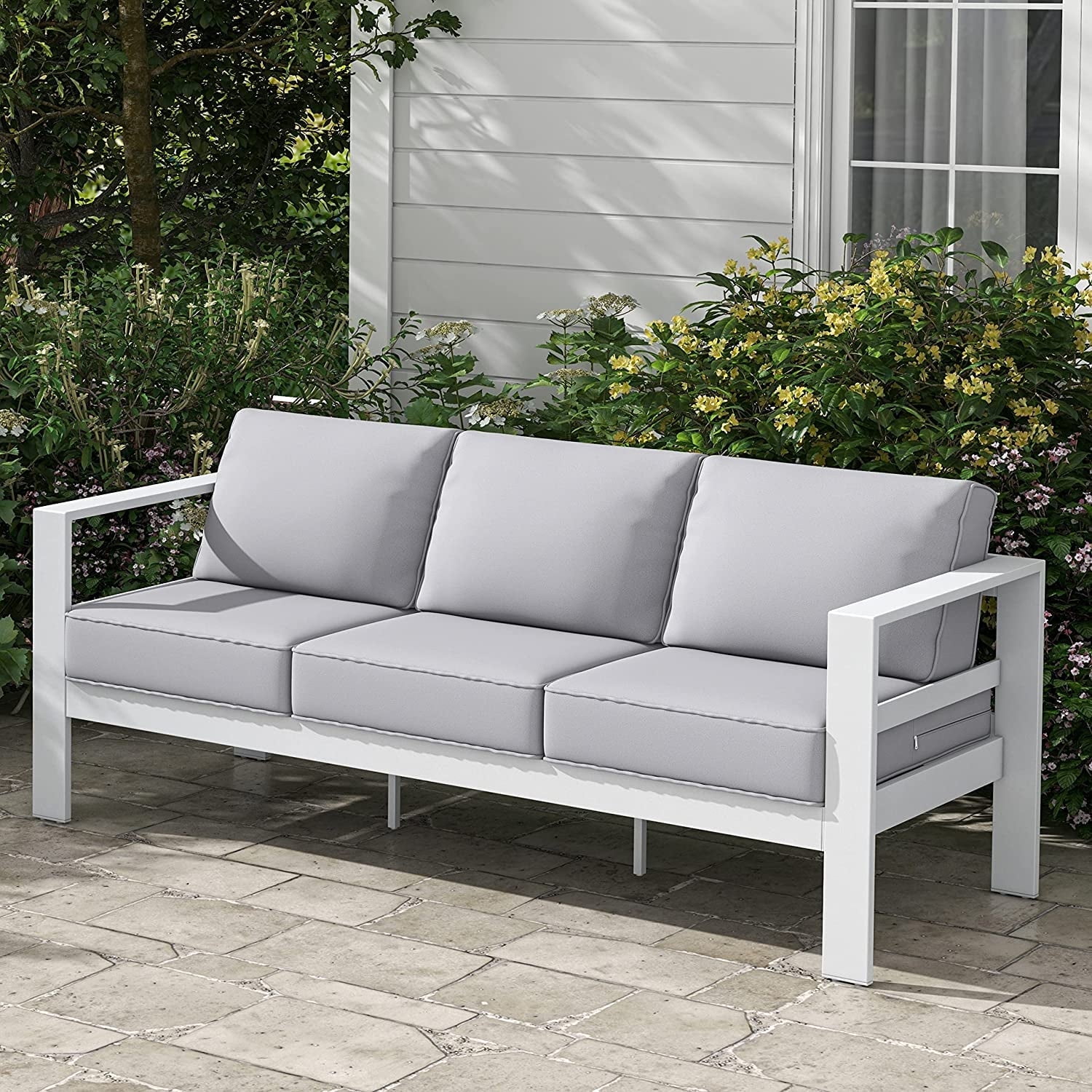 Tolead Outdoor Aluminum Patio Furniture Set with 5" Cushion & Wide ...