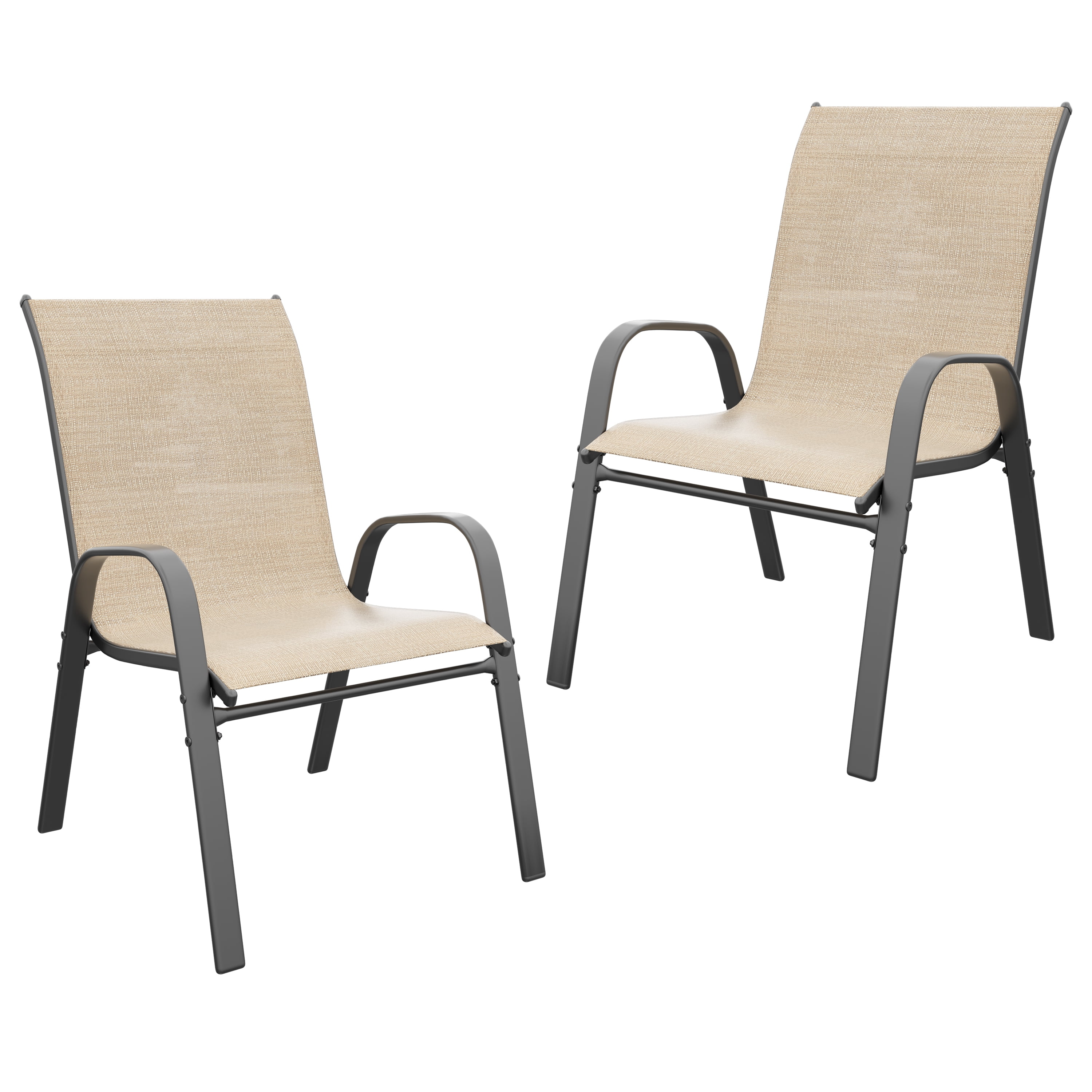 TOLEAD Textilene Outdoor Dining Chair -Set of 2, Brown - Walmart.com