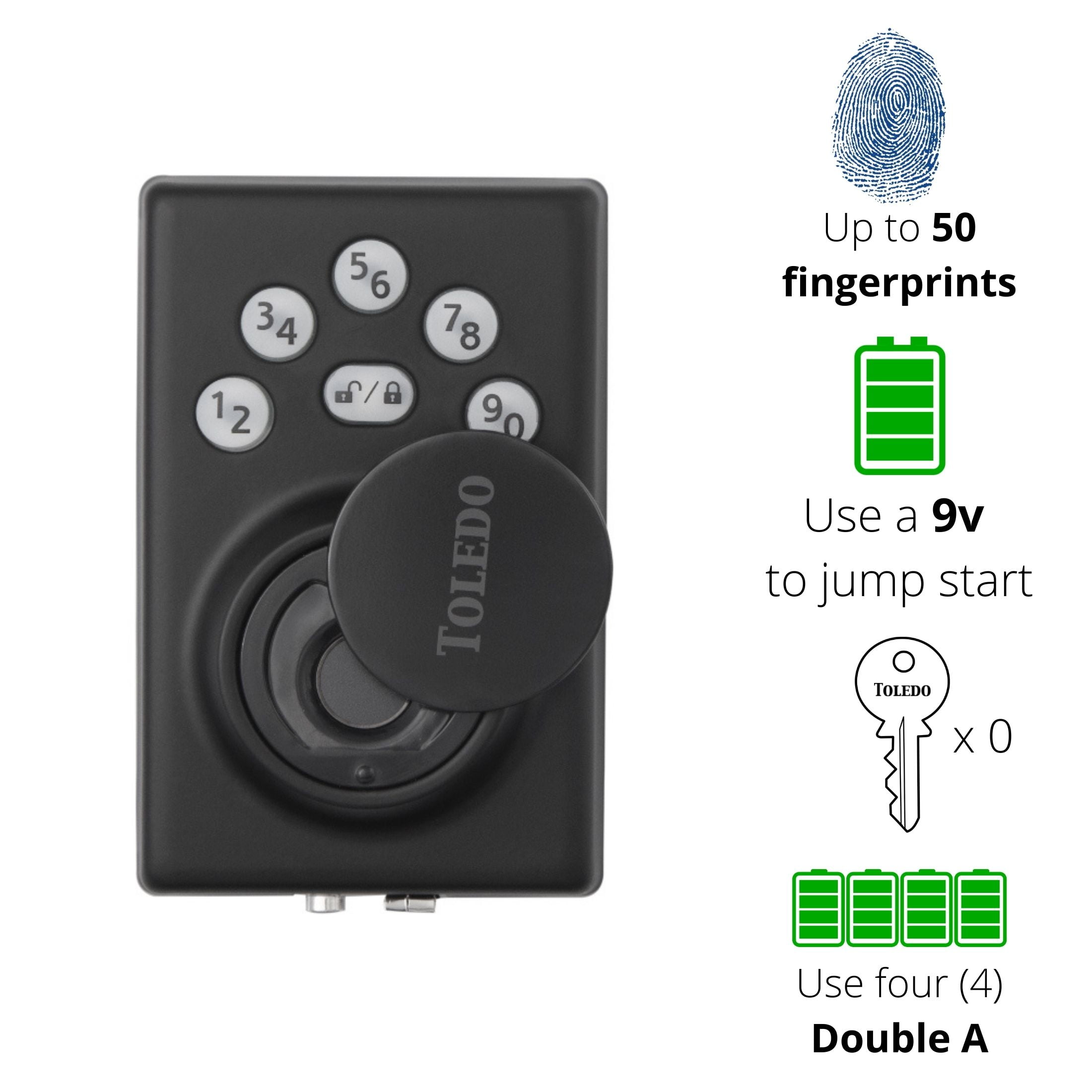 Toledo Electronic Lock with Biometric and Keyed Access in Iron Black ...