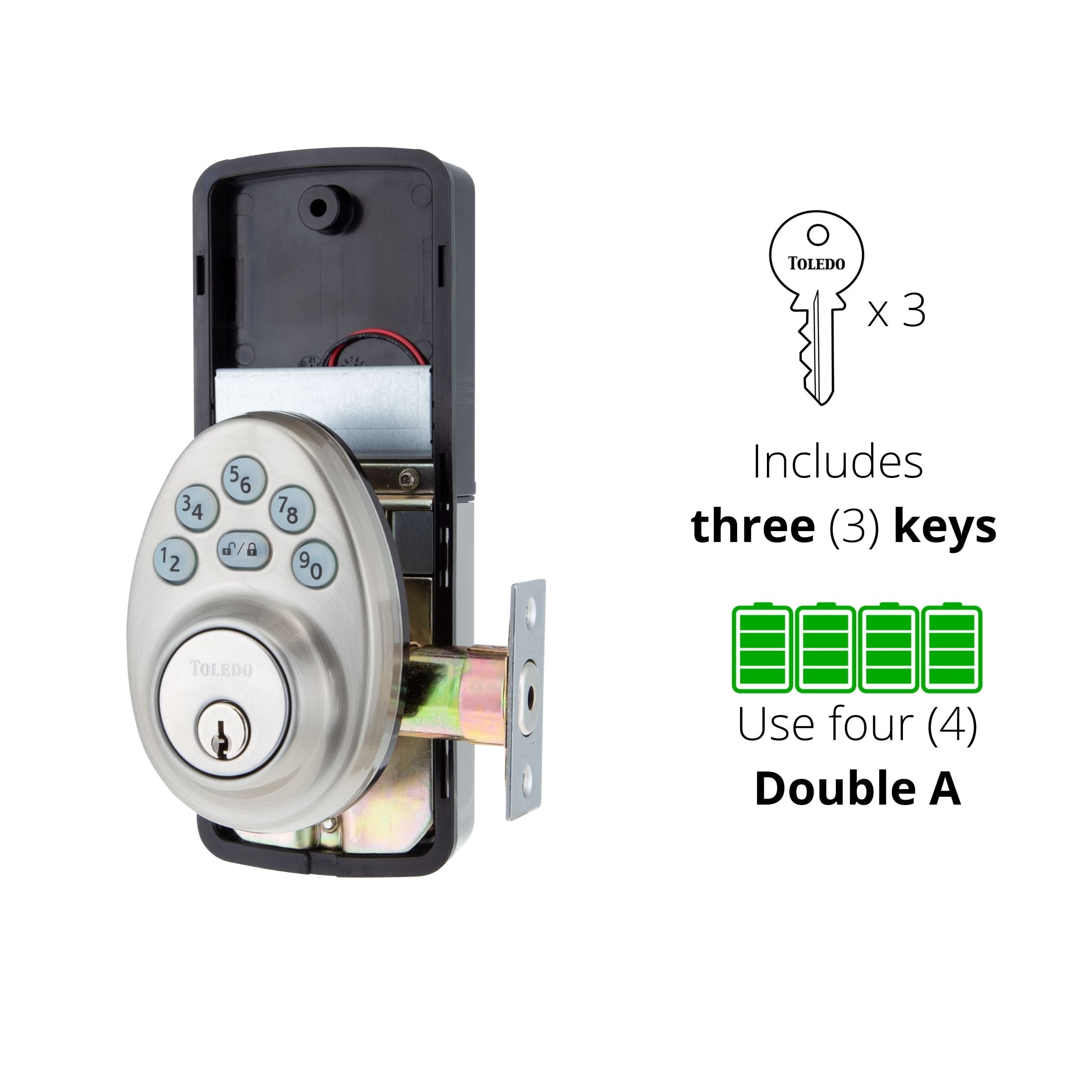 Toledo Electronic Lock with Keypad in Satin Nickel Finish - Walmart.com