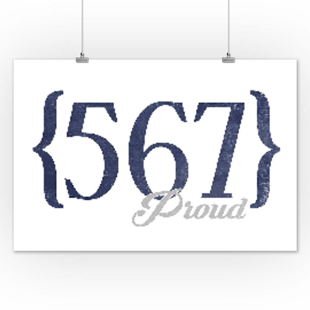 Toledo, Ohio - 567 Area Code (Blue) - Lantern Press Artwork (12x18 Art ...