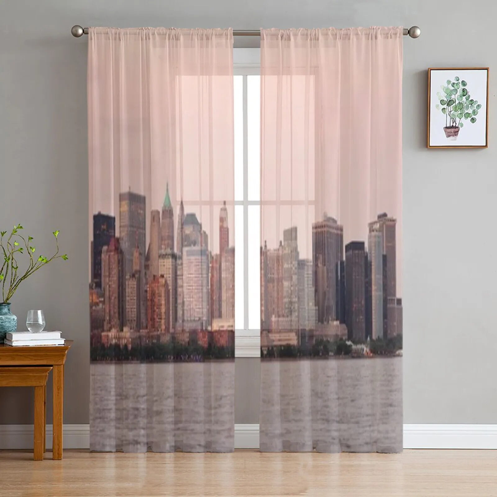 Toledo Spain Town Skyline Luxurious Chiffon Sheer Curtains for Living ...