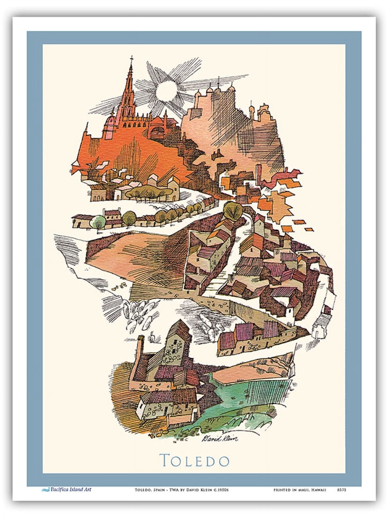 Toledo Spain - Vintage Airline Travel Poster by David Klein c.1950s ...