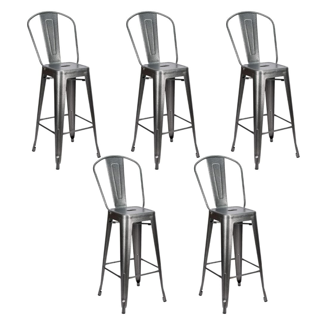 Tolix Bar Stool Charcoal - Hi Gloss - With Back - Walmart.com