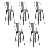 Tolix Bar Stool Charcoal - Hi Gloss - With Back - Walmart.com