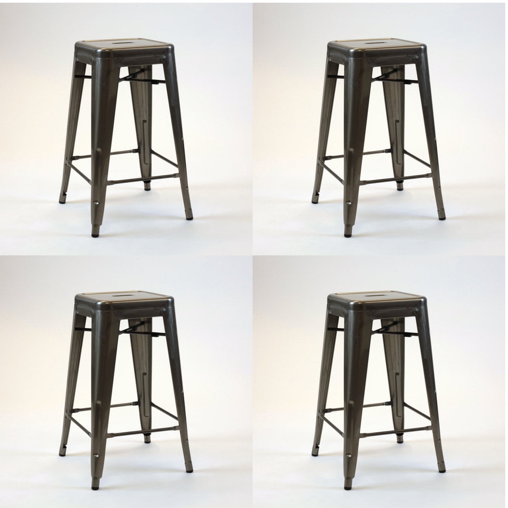 Tolix Style Counter Stool Gun Metal 26" (4) - Walmart.com