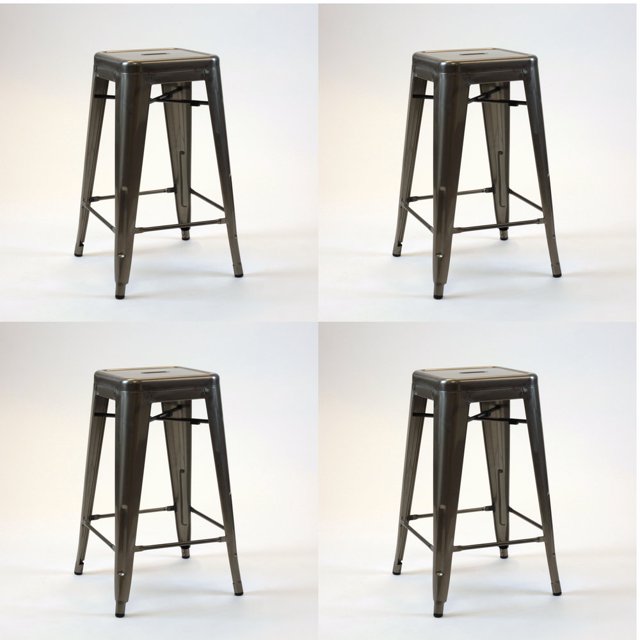 Tolix Style Counter Stool Gun Metal 26" (4) - Walmart.com