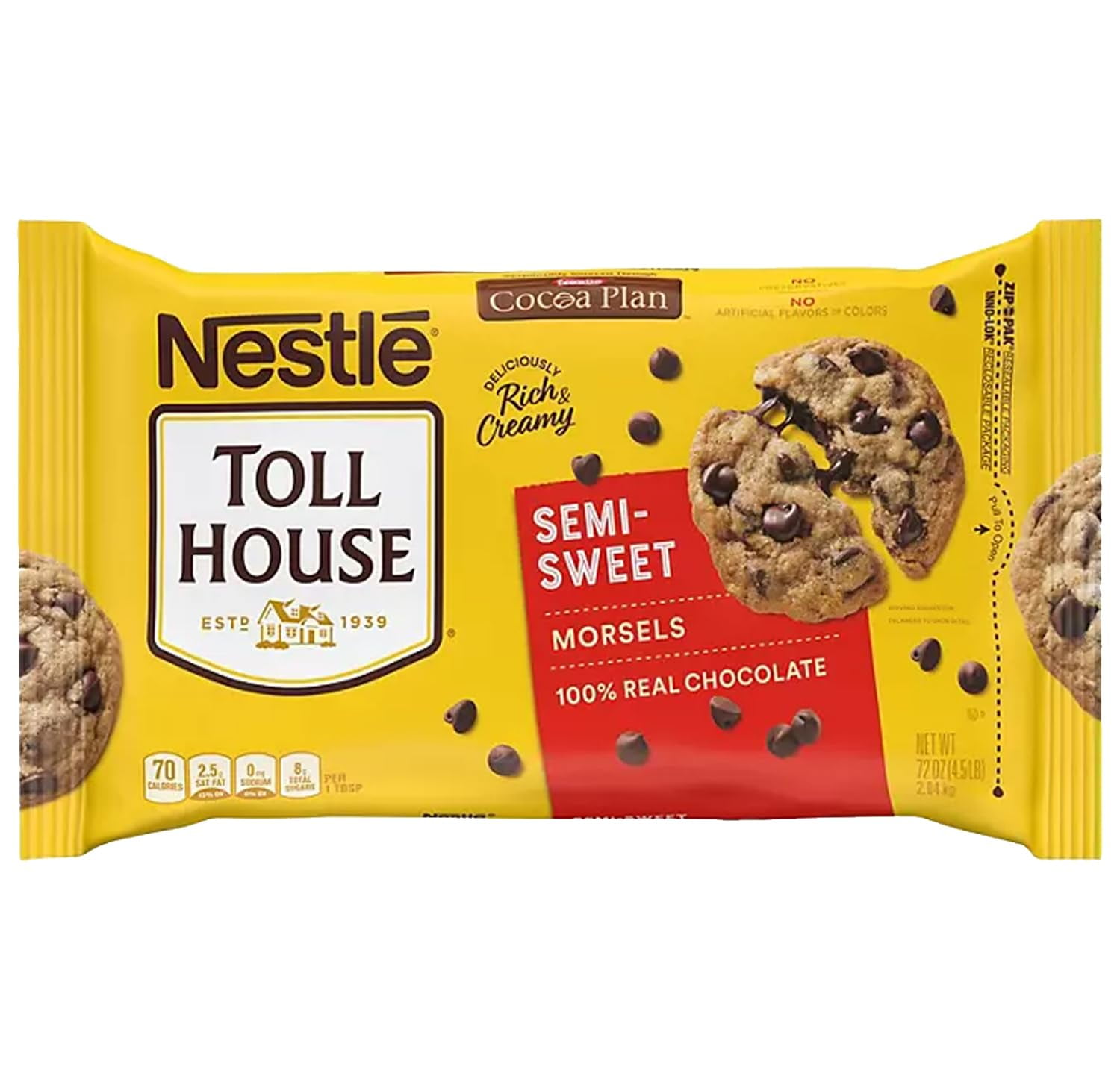Toll House Chocolate Morsels Baking Chips - 72 Ounce Bag (Large Bag ...