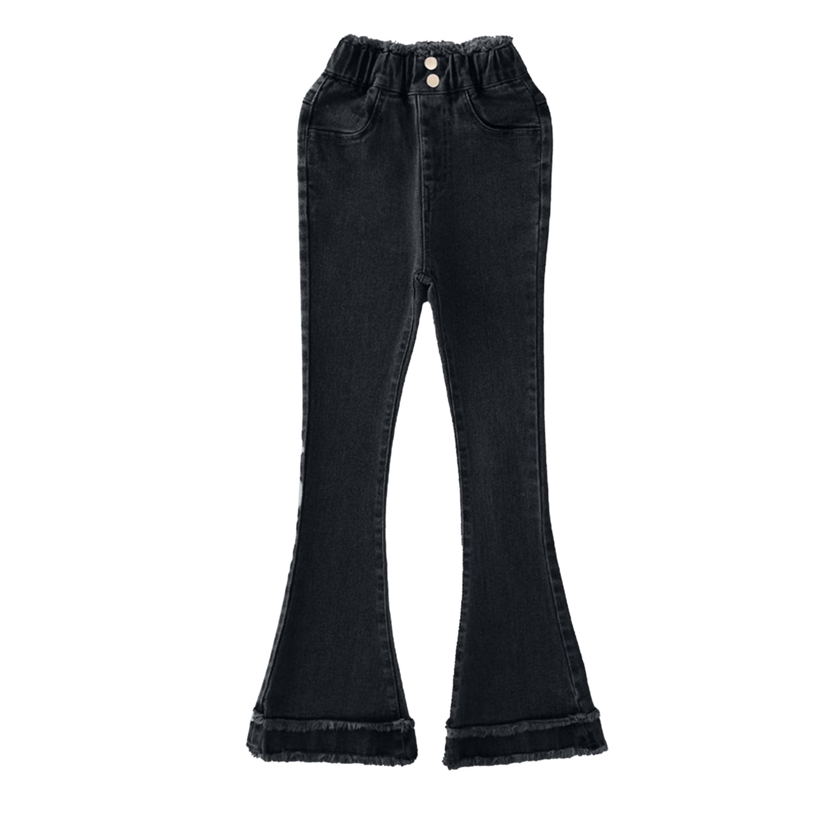Tollder Girl High Elastic Waist Flare Leg Pants Casual Long Bell Bottom Jeans Trousers Tight For