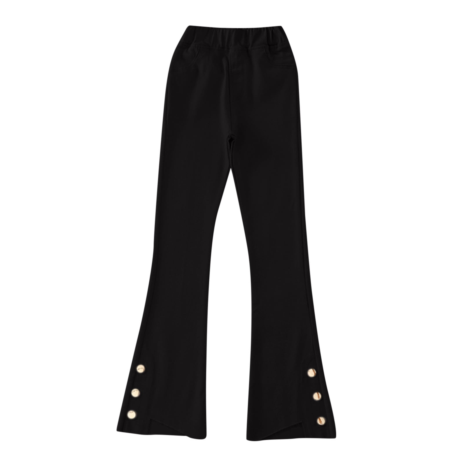 Tollder Girl High Elastic Waist Flare Leg Pants Casual Long Bell Bottom