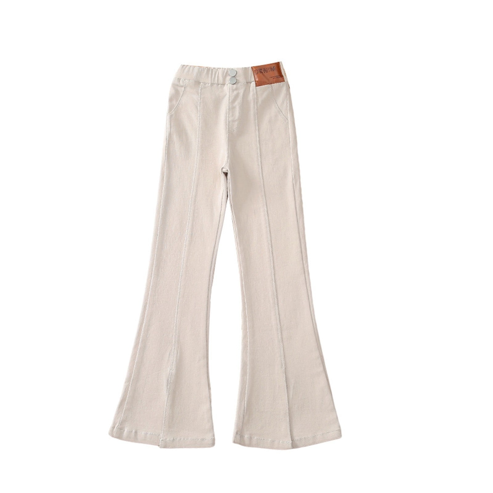 Tollder Girl High Elastic Waist Flare Leg Pants Wide Leg Casual Long ...