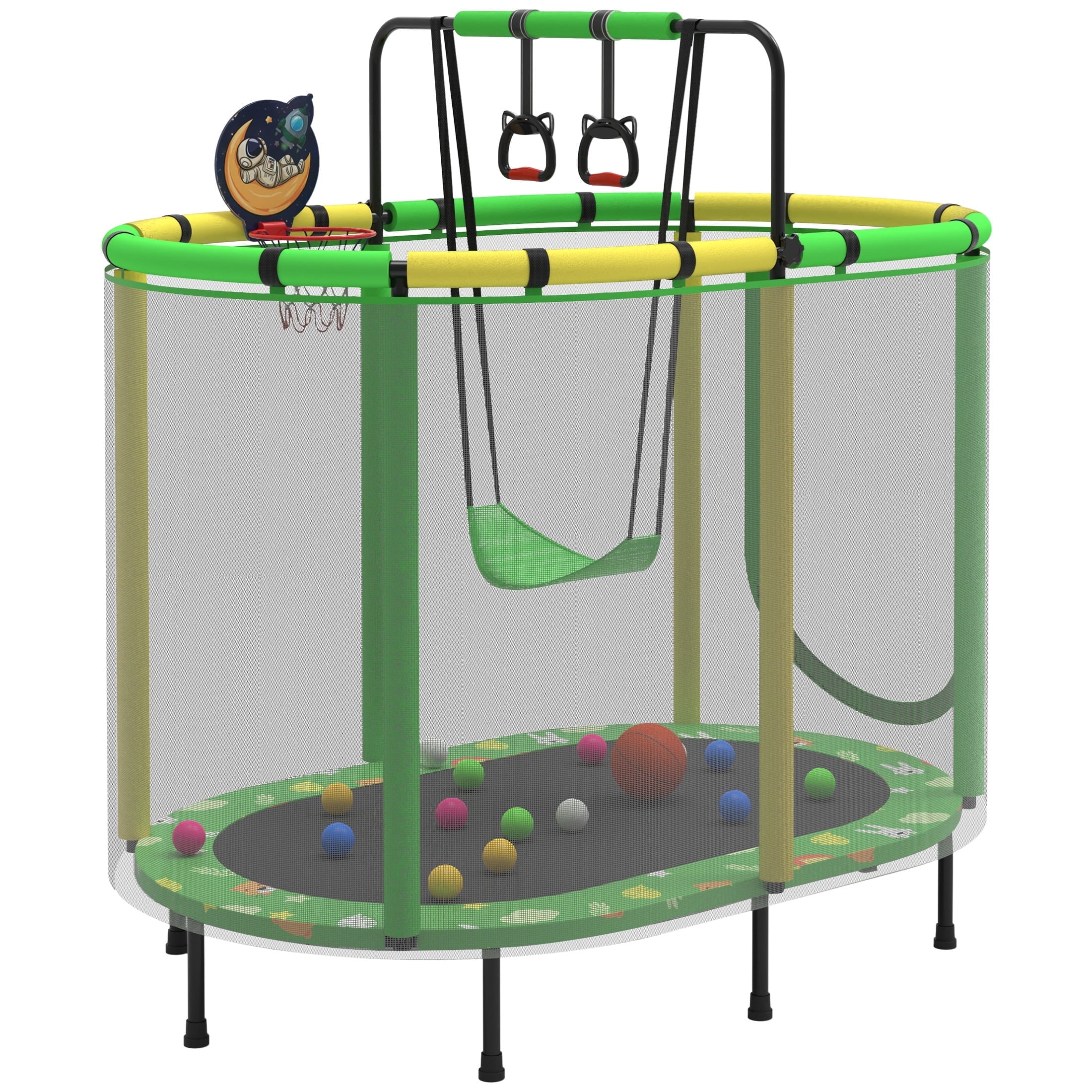 Toddler Trampoline for Kids with Swing, 60" Mini Trampoline with ...