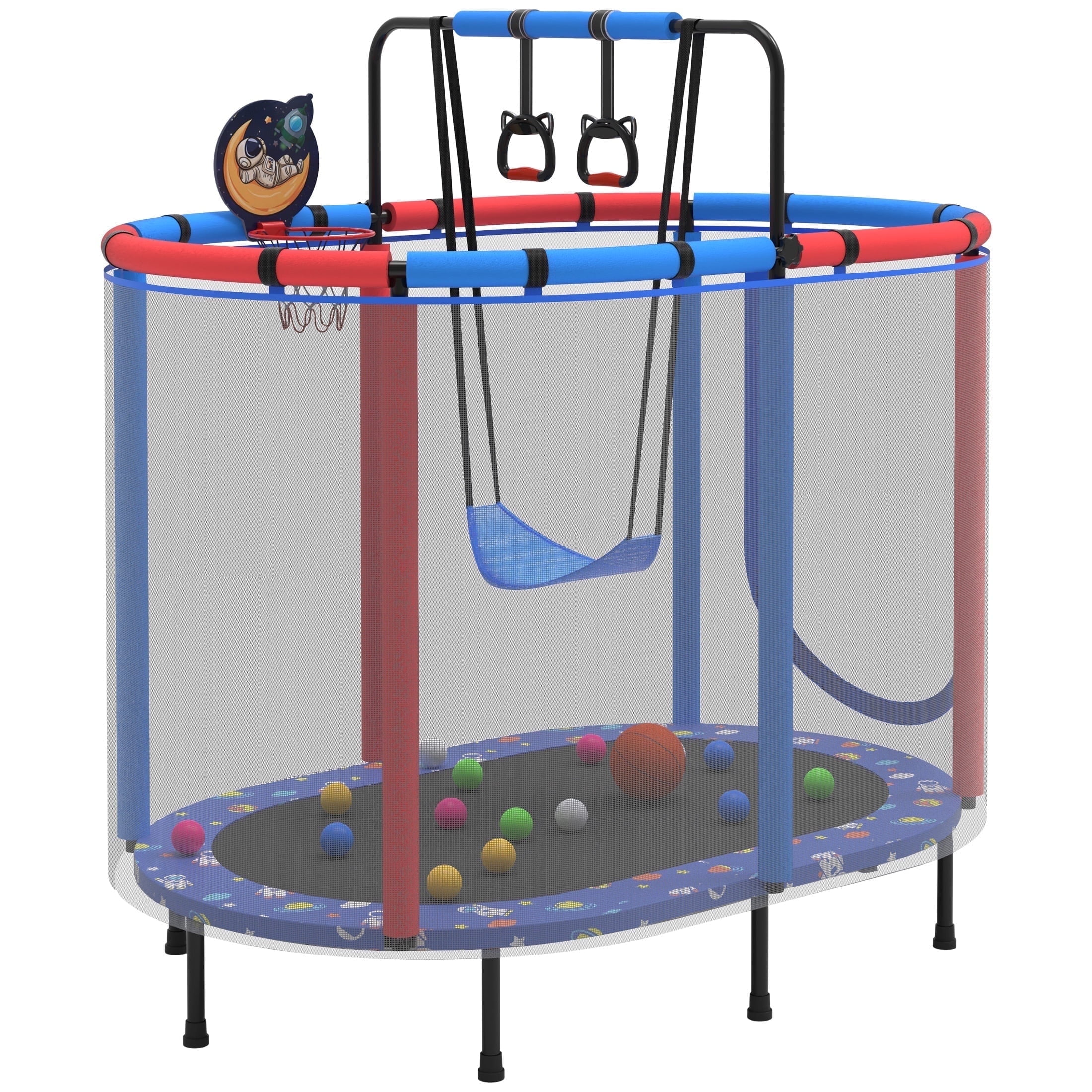 Toddler Trampoline for Kids with Swing, 60" Mini Trampoline with ...