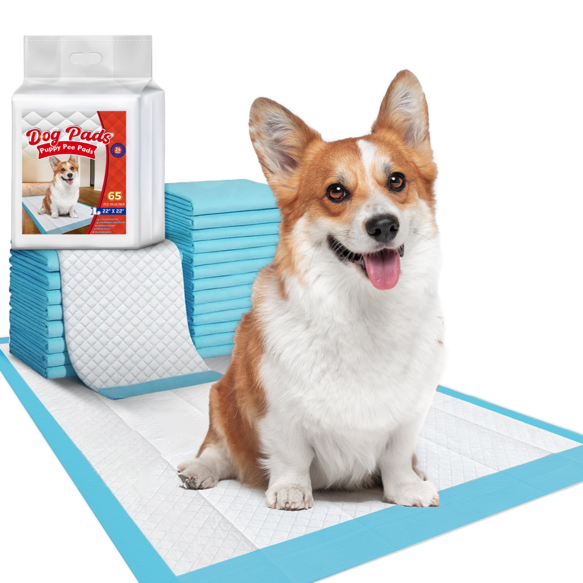 Tolobeve Puppy Pads Training Pads, Large, 22 in x 22 in, 65 Count ...