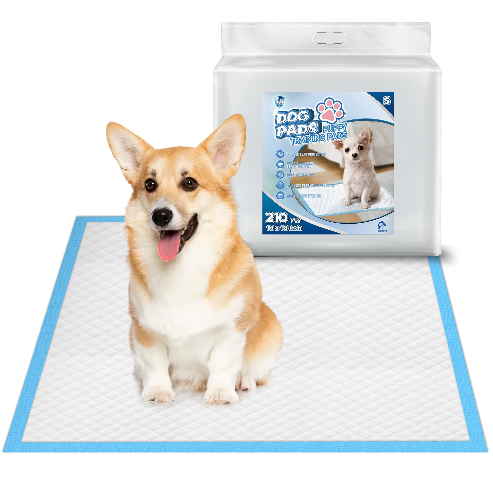 Tolobeve Absorbent Training Pads for Dogs & Puppies, Medium Size, 13x18 ...