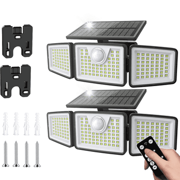 TORCHSTAR 4-Pack LED Solar Outdoor Security Lights with Motion Sensor, Adjustable Dual-Head ...