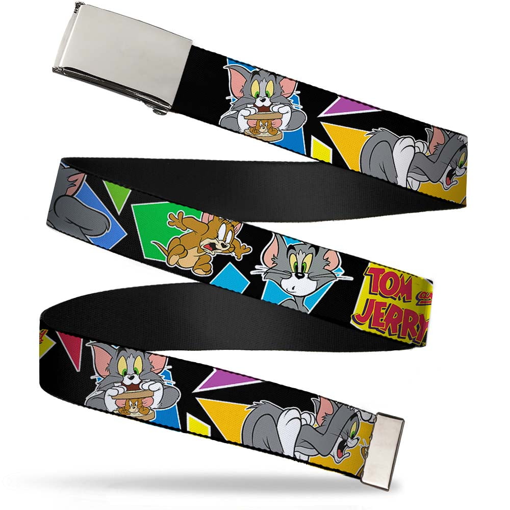 Tom and Jerry Belt, Flip Web Belt Tom Jerry Poses Black Multi Color, 1. ...