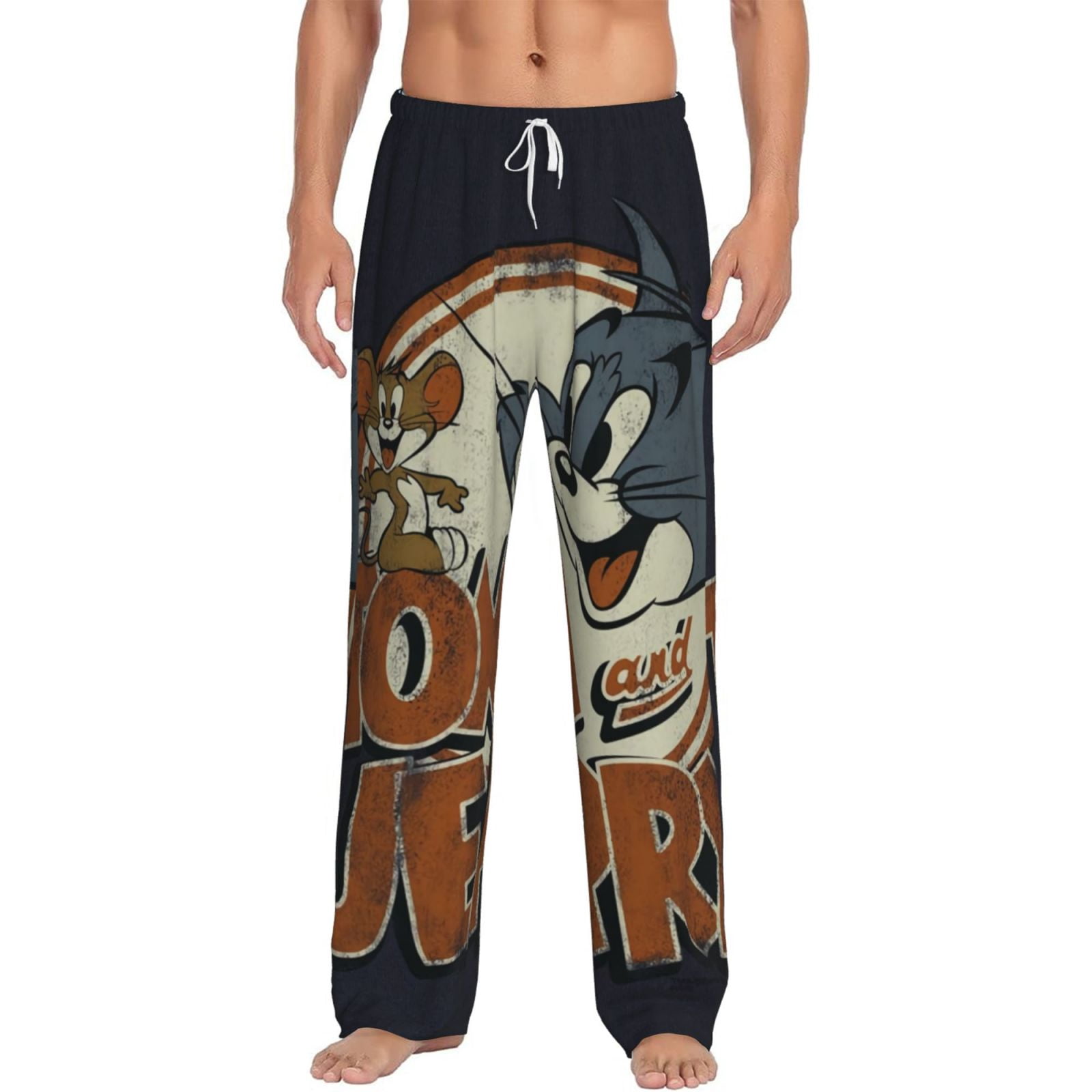 Tom And Jerry Anime Cartoon All-Over Print Men'S Black Pajama Pants ...
