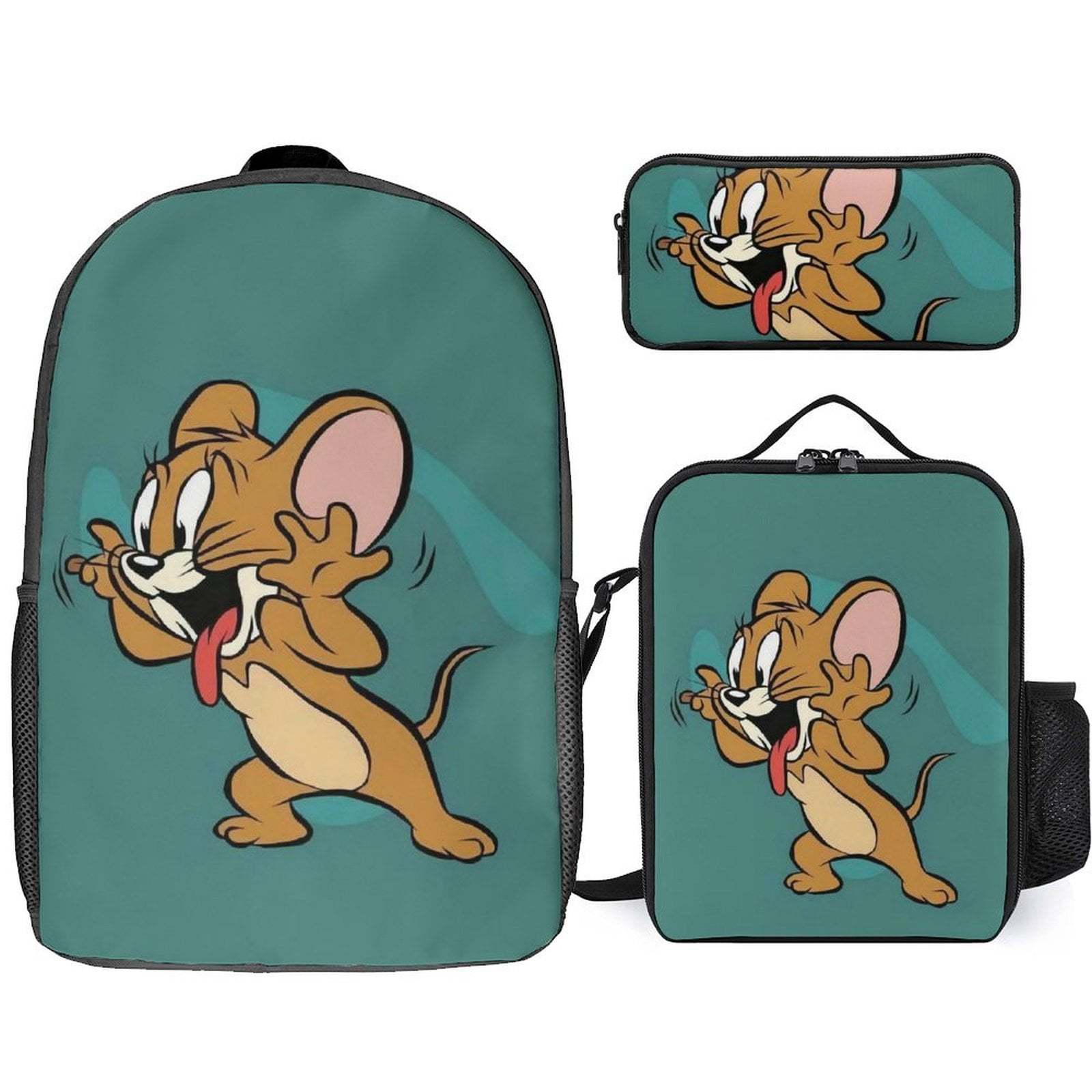 Tom And Jerry Anime Print School Bag 3 Pcs Set, Backpack, Lunch Bag ...