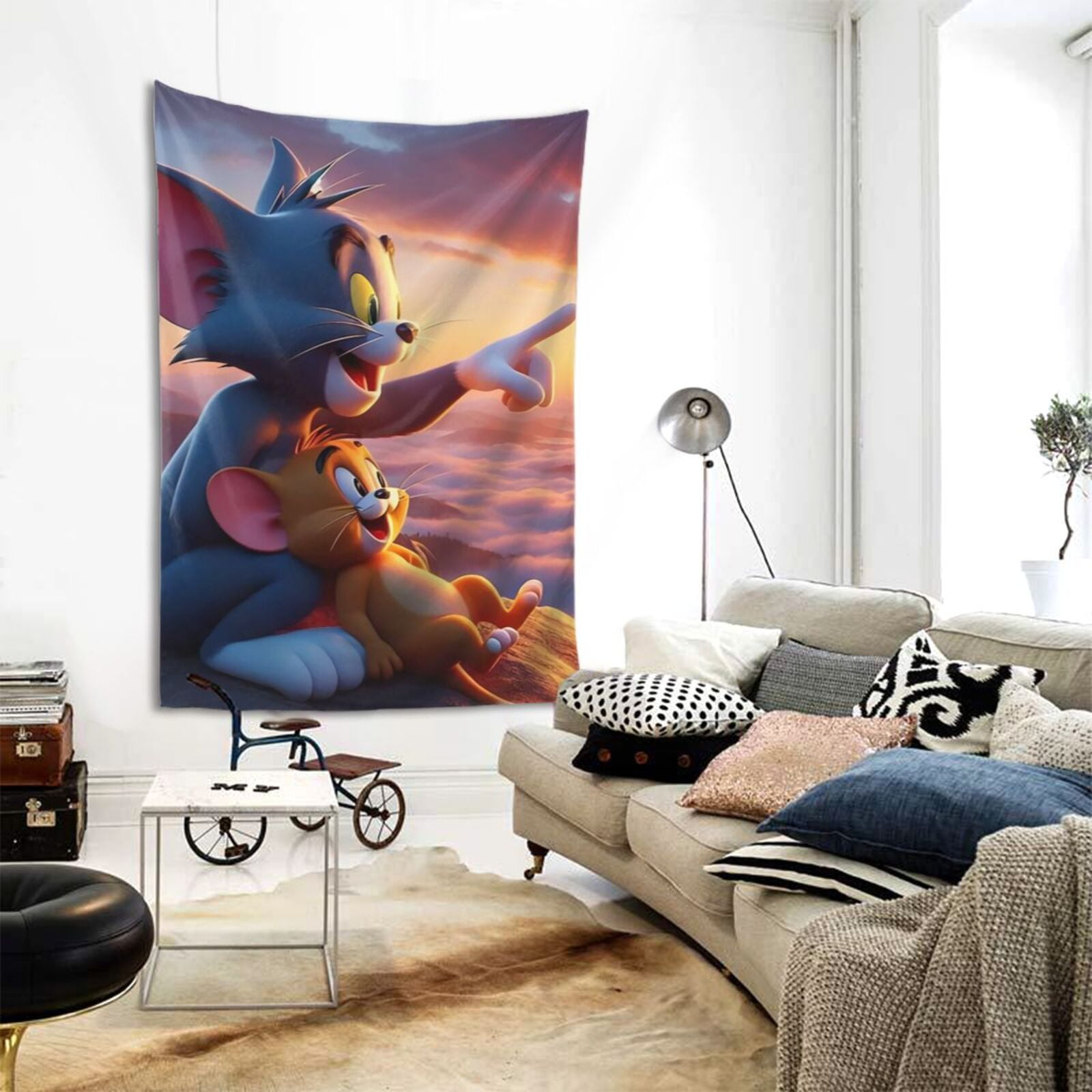 Tom And Jerry Bedroom Tapestry, King Size, Wall Hanging, Wall Decor ...
