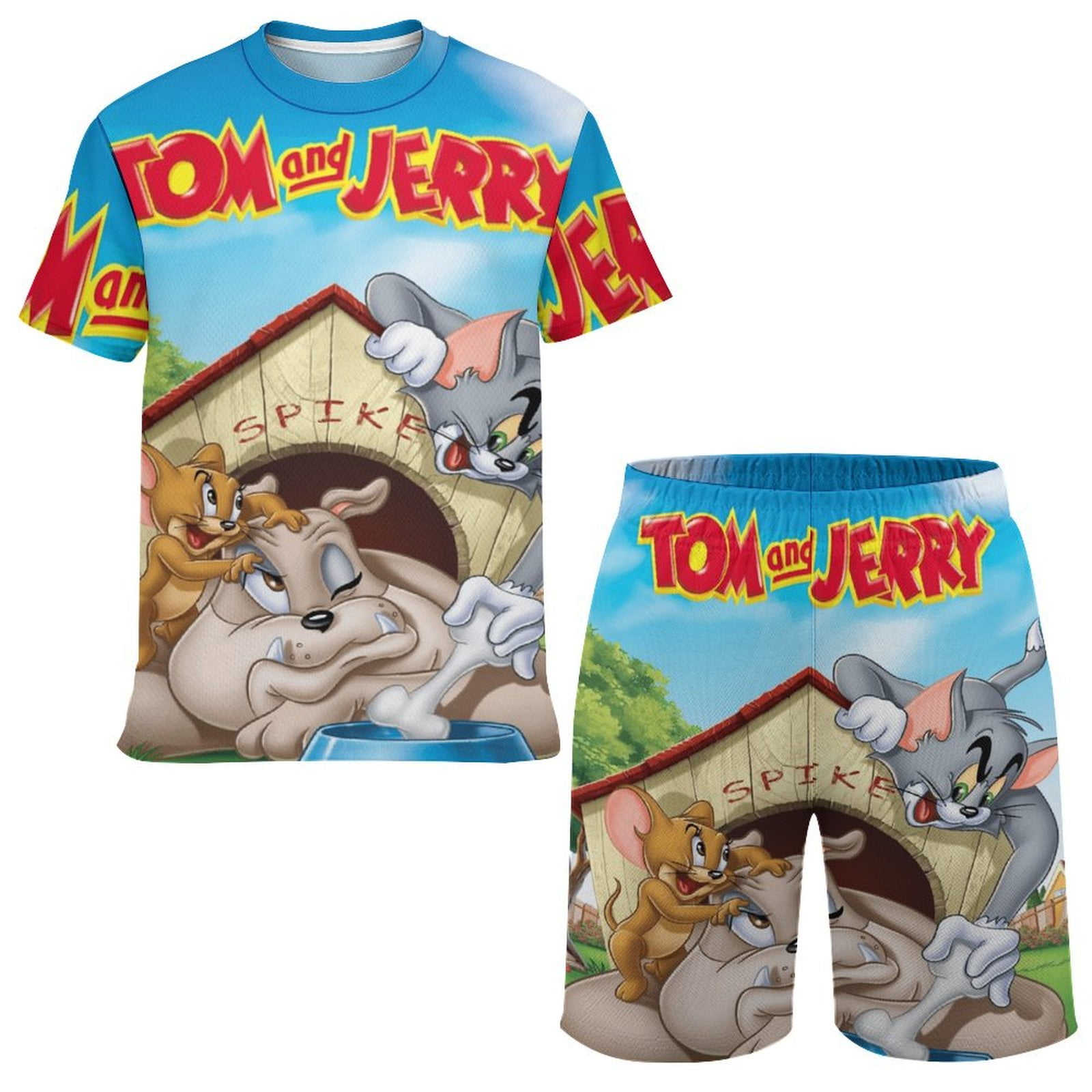 Tom And Jerry Boys Girls Short Sleeve Mesh T-Shirt And Shorts Outfit ...