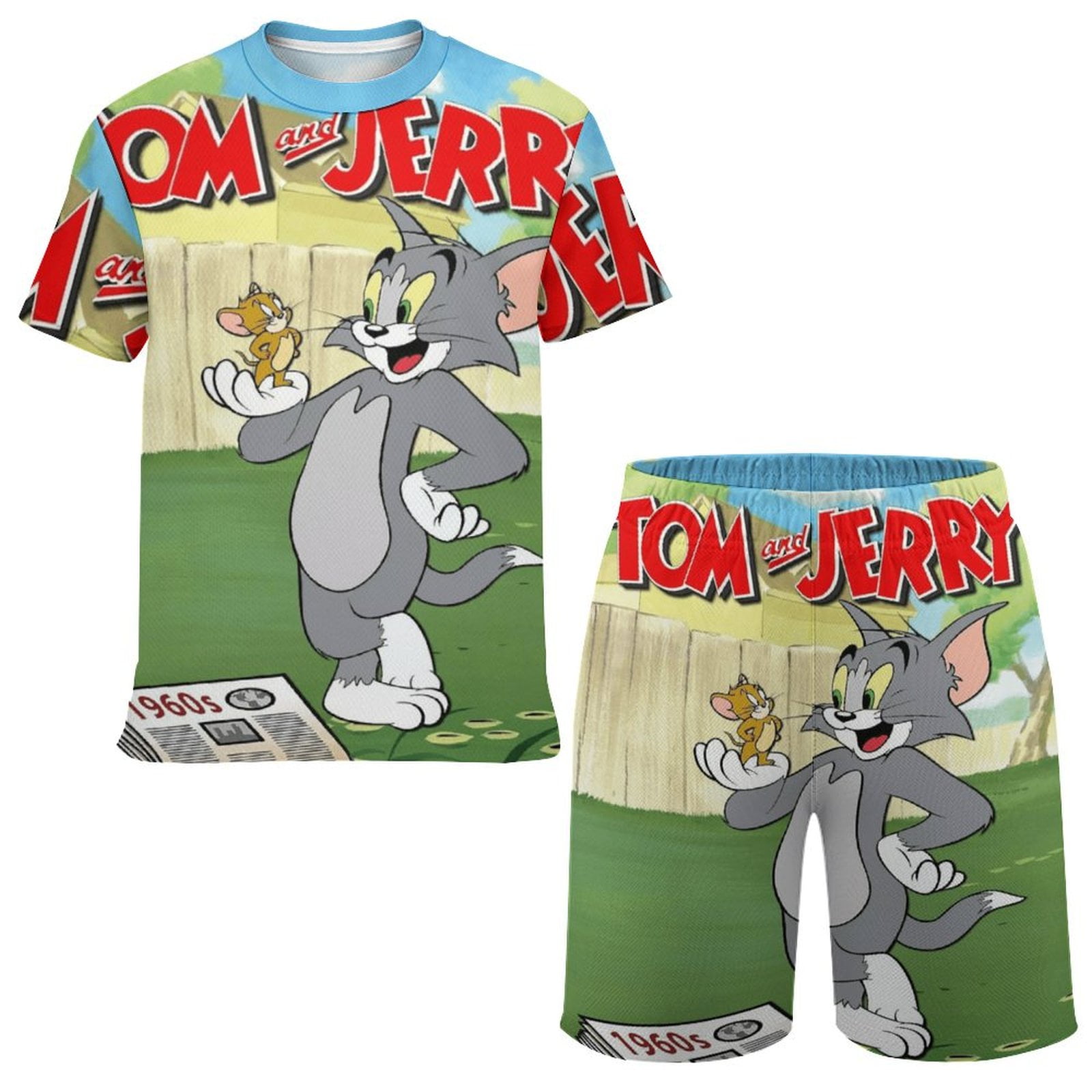 Tom And Jerry Boys Girls Short Sleeve Mesh T-Shirt And Shorts Outfit ...