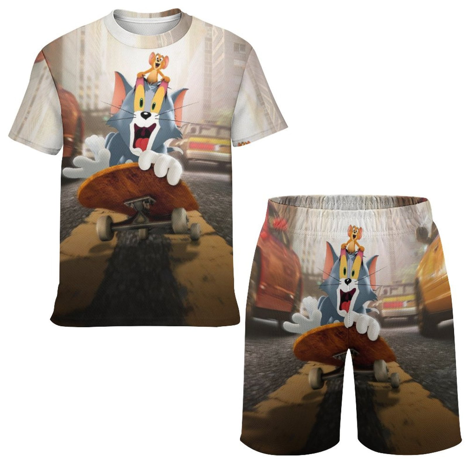 Tom And Jerry Boys Girls Short Sleeve Mesh T-Shirt And Shorts Outfit ...